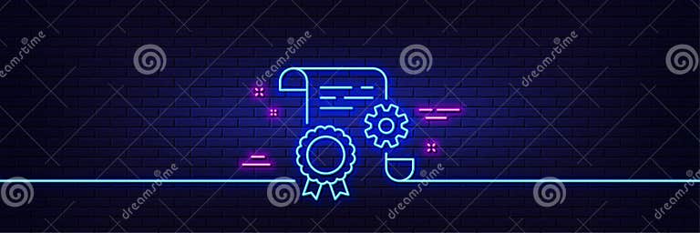 Engineering Doc Line Icon. Technical Documentation Sign. Neon Light ...