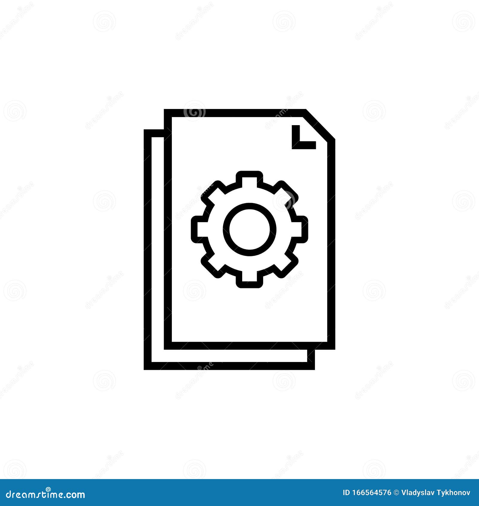 Engineering Document Icon in Linear Style. Document with Gear. Setting ...