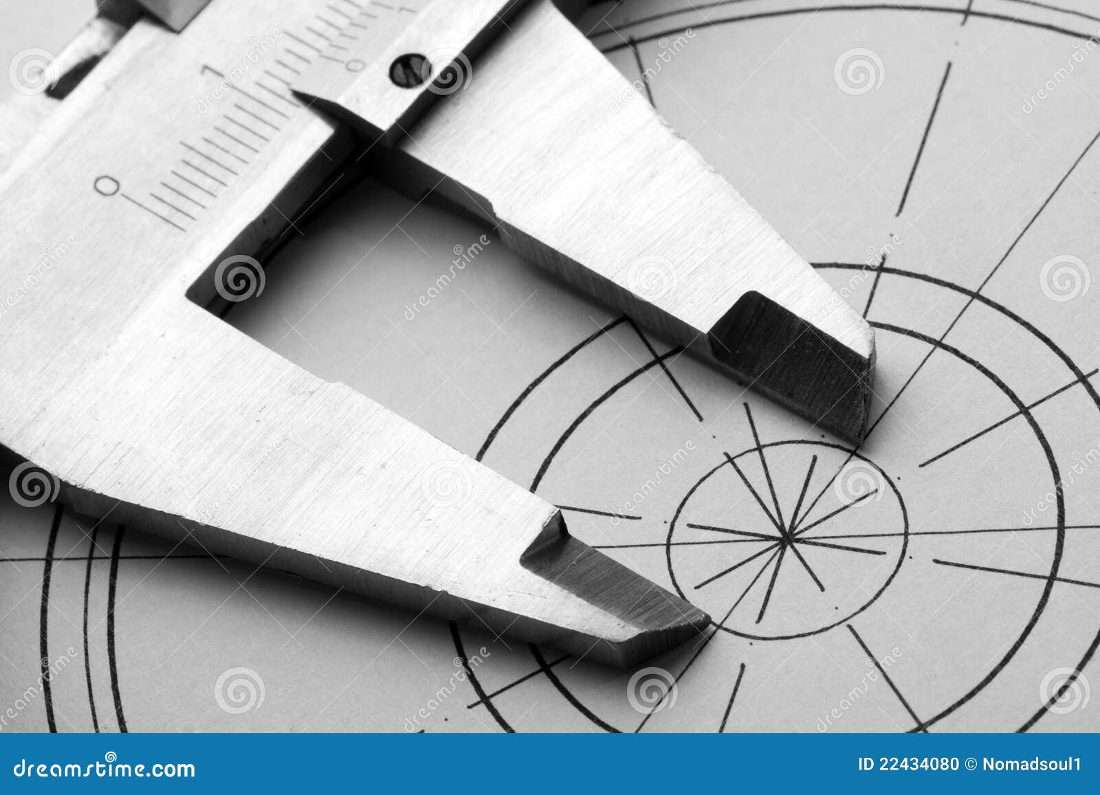 Engineering Drawing and Caliper Stock Photo - Image of cross, layout ...
