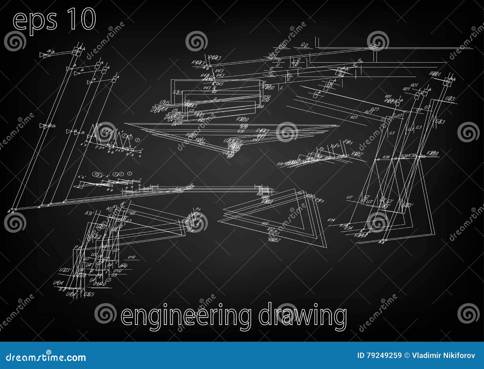 Engineering Drawing, Engineering. Stock Illustration - Illustration of ...
