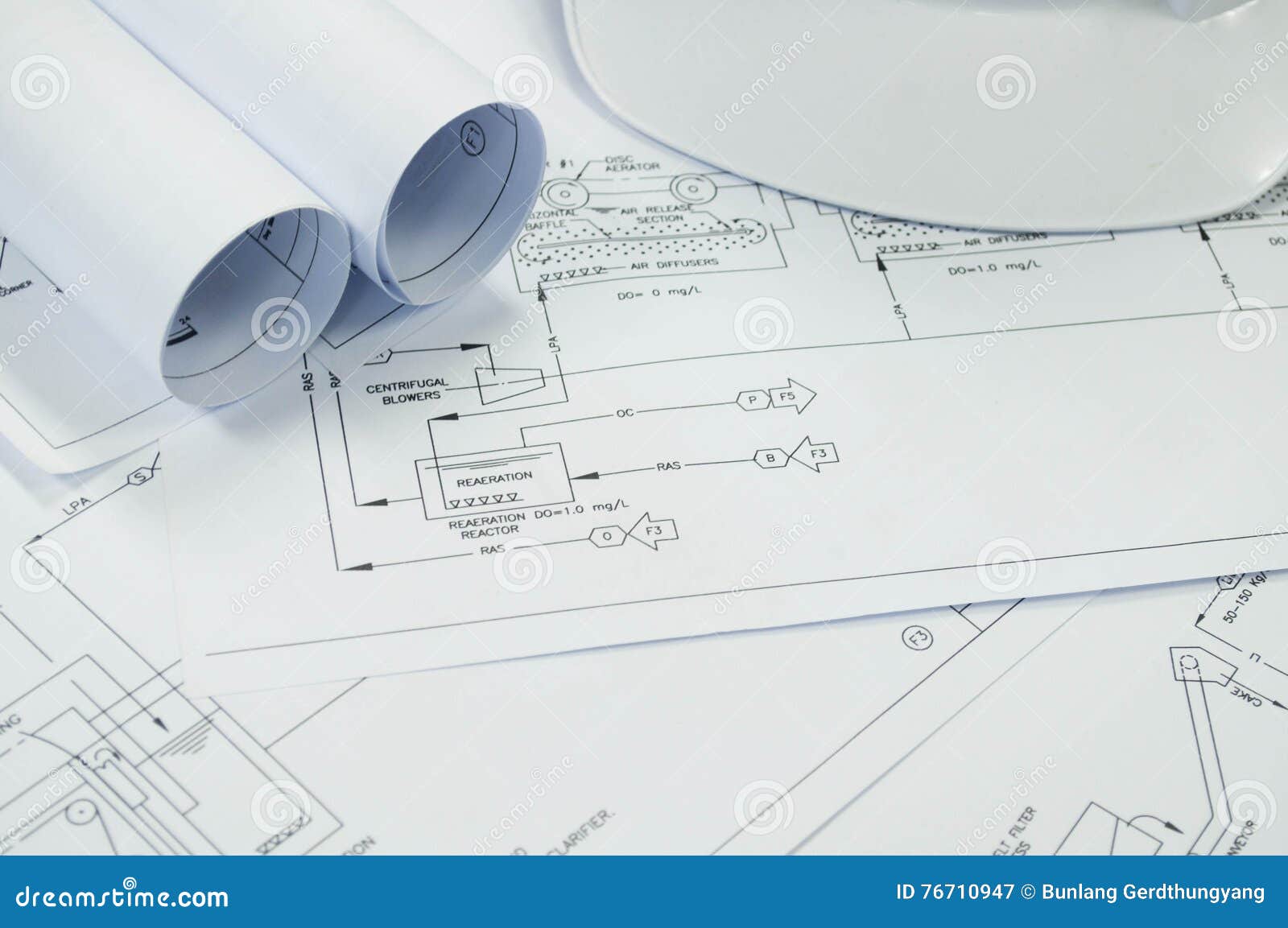 Engineering Drawing for Environmental Engineering Process Stock Image ...