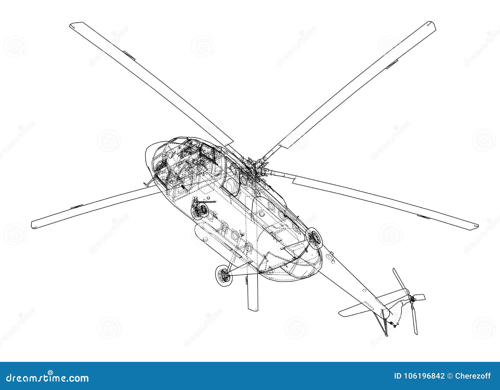 Engineering Drawing of Helicopter Stock Vector - Illustration of plan ...