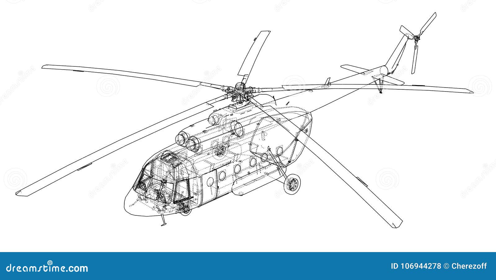 Engineering Drawing Of Helicopter Vector Illustration | CartoonDealer ...