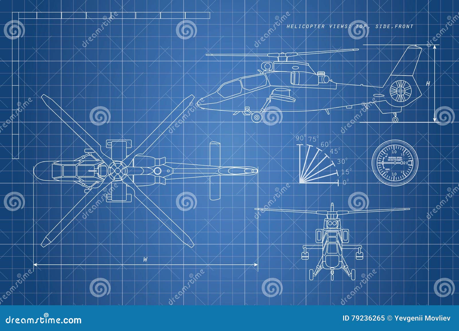 Engineering Drawing of Helicopter. Helicopters View Stock Illustration ...