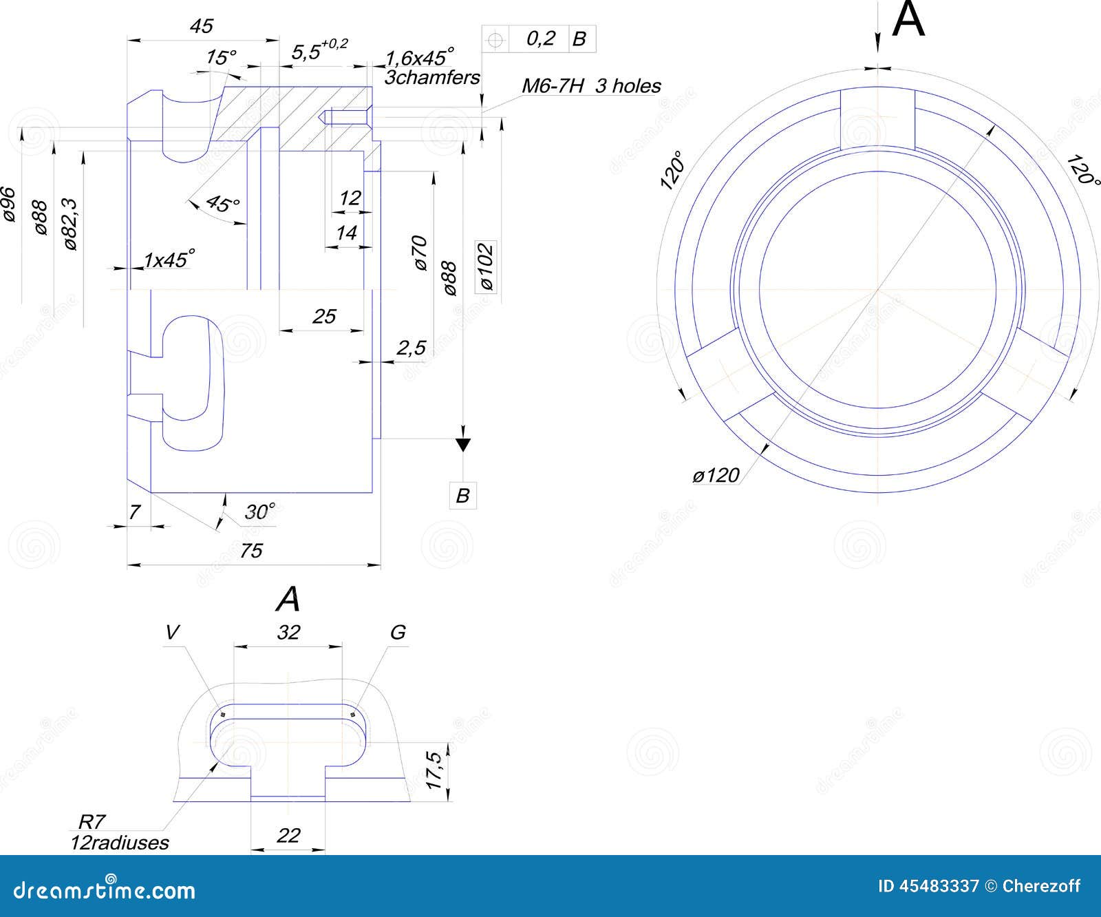 Engineering Drawing of Industrial Equipment Stock Illustration ...