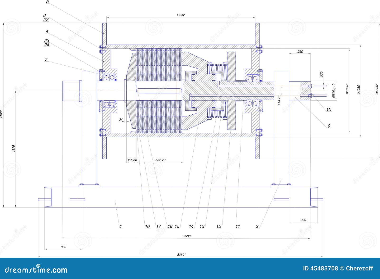 Engineering Drawing of Industrial Equipment Stock Illustration ...