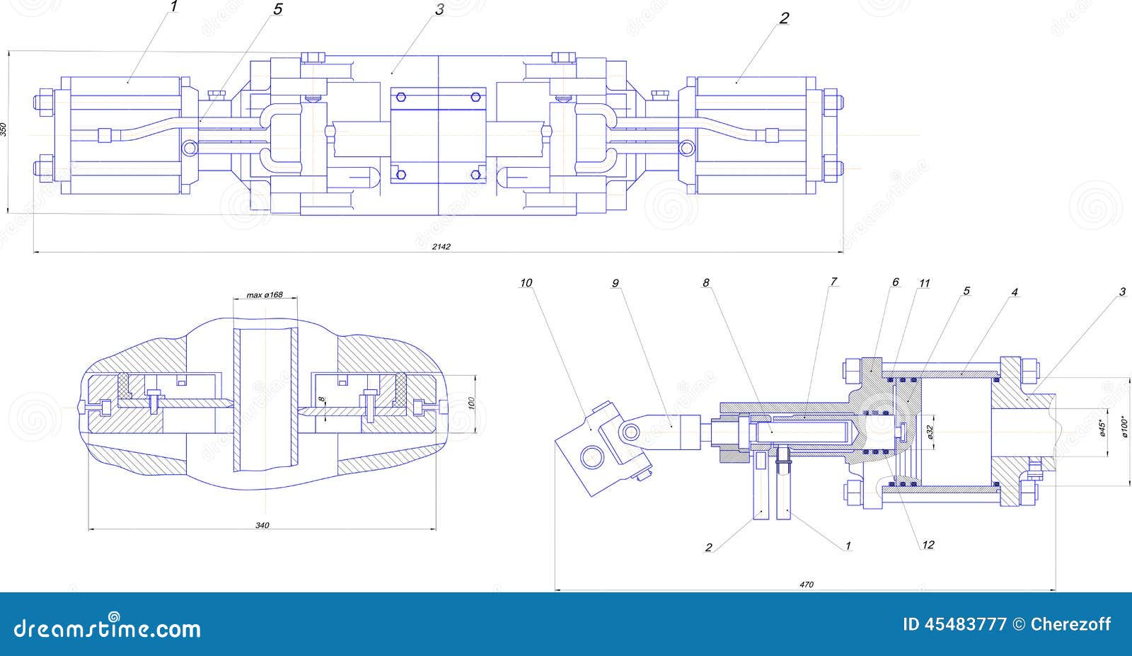 Engineering Drawing of Industrial Equipment Stock Illustration ...
