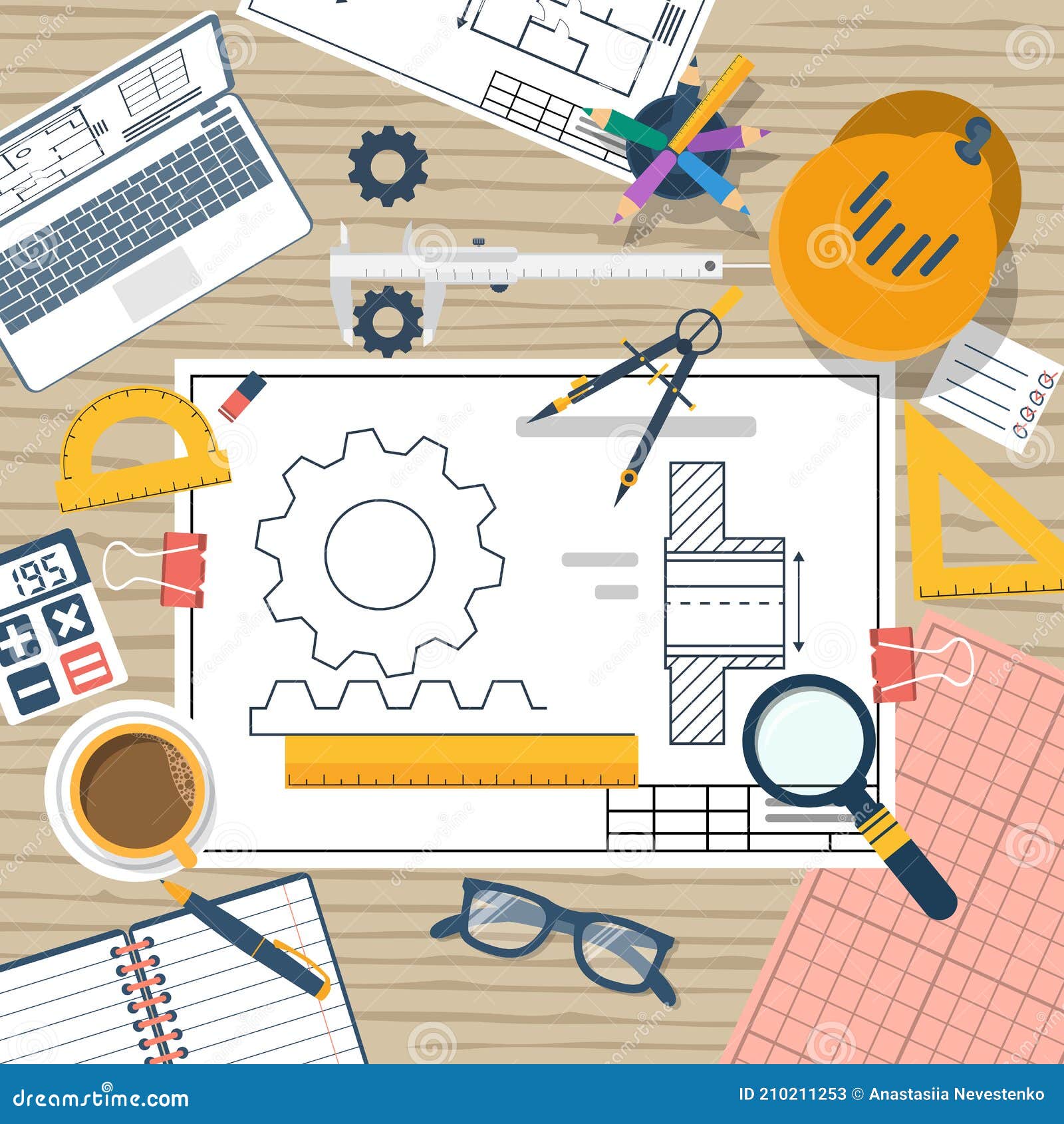 Engineering Drawing, Technical Scheme Vector Stock Vector ...