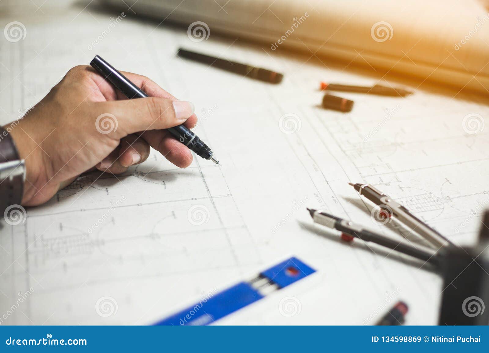 Engineering and Drawing Tools Stock Image - Image of blueprint ...