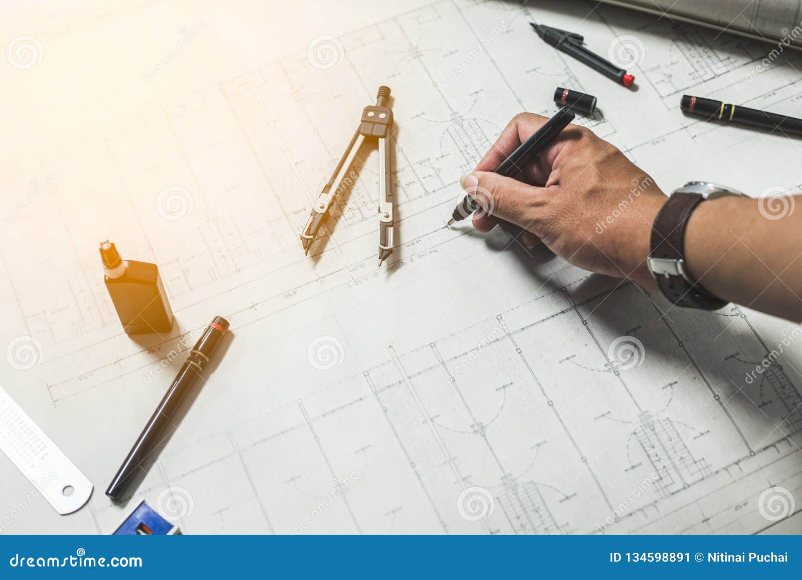 Engineering and Drawing Tools Stock Image - Image of construction ...