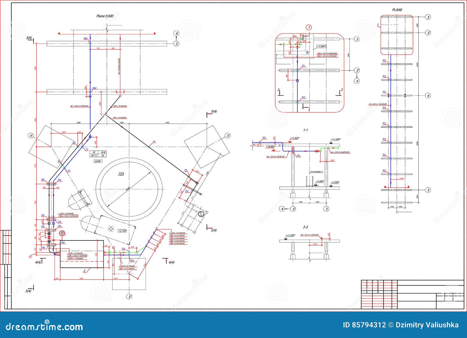 Engineering Drawing on White Background Stock Vector - Illustration of ...