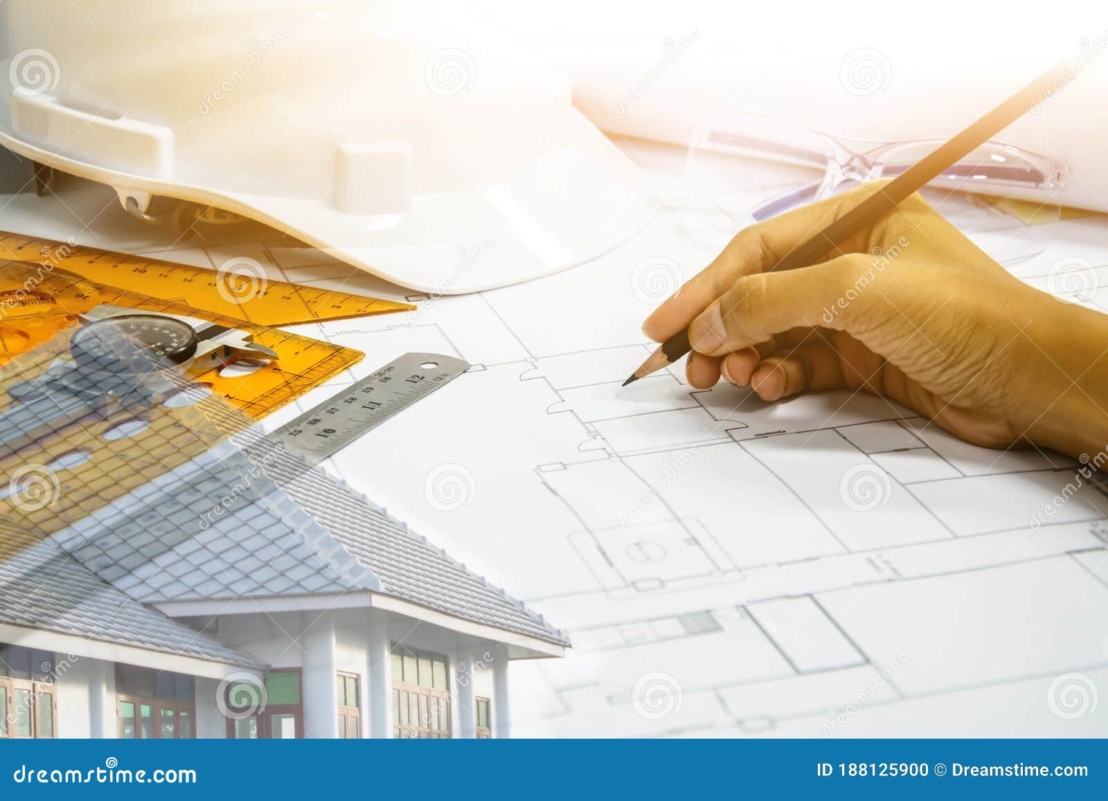 Engineering and Architecture Drawings Stock Photo - Image of figures ...