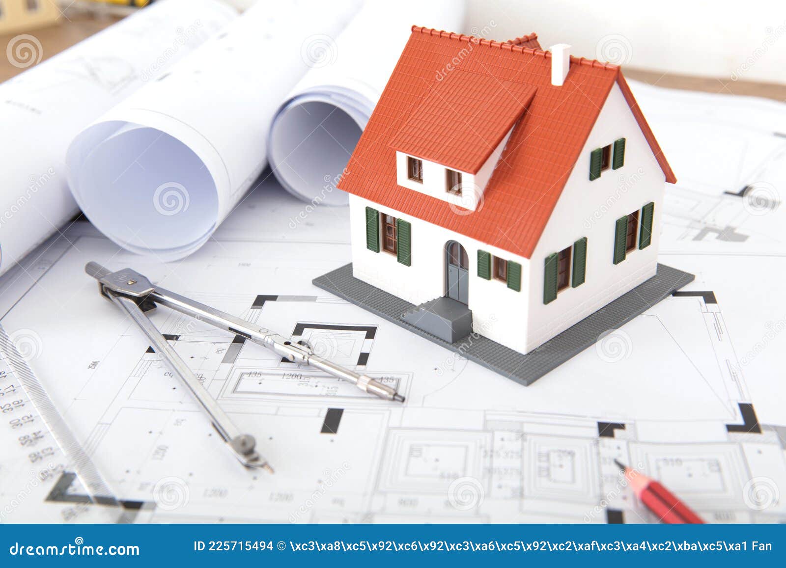 Engineering Drawings and House Models and Related Tools Stock Photo ...