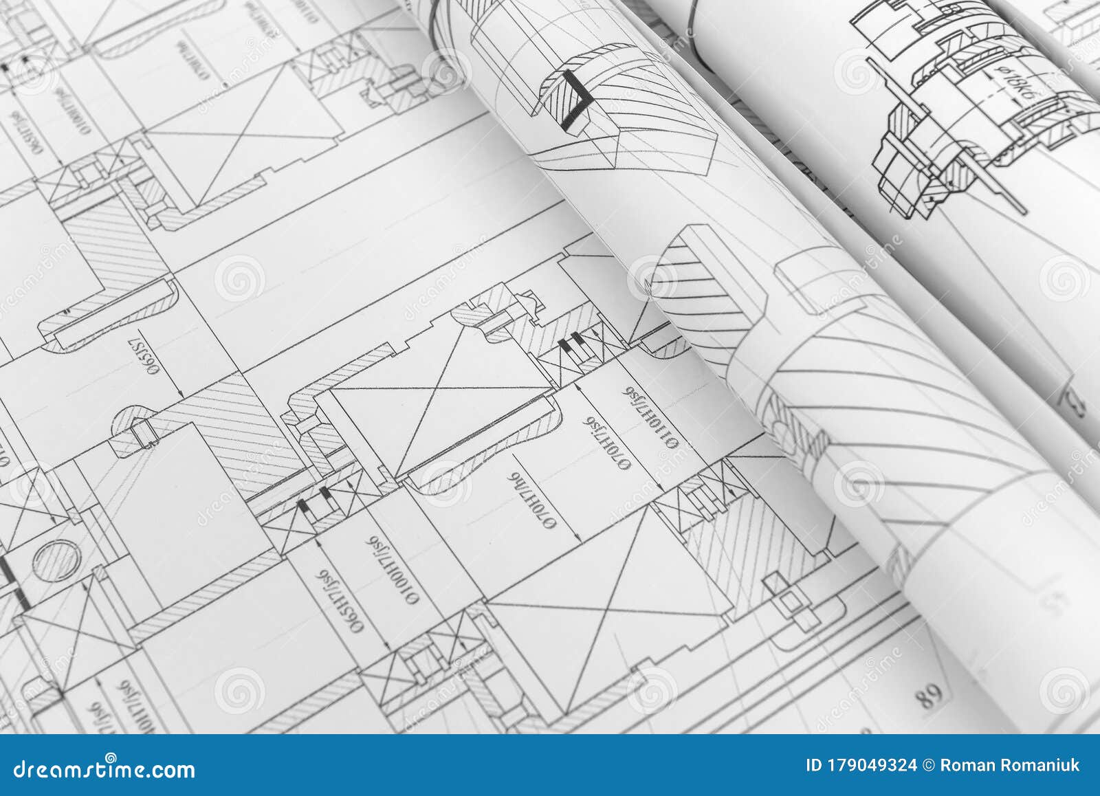 Engineering Drawings on Table. Engineering and Science Stock Photo ...