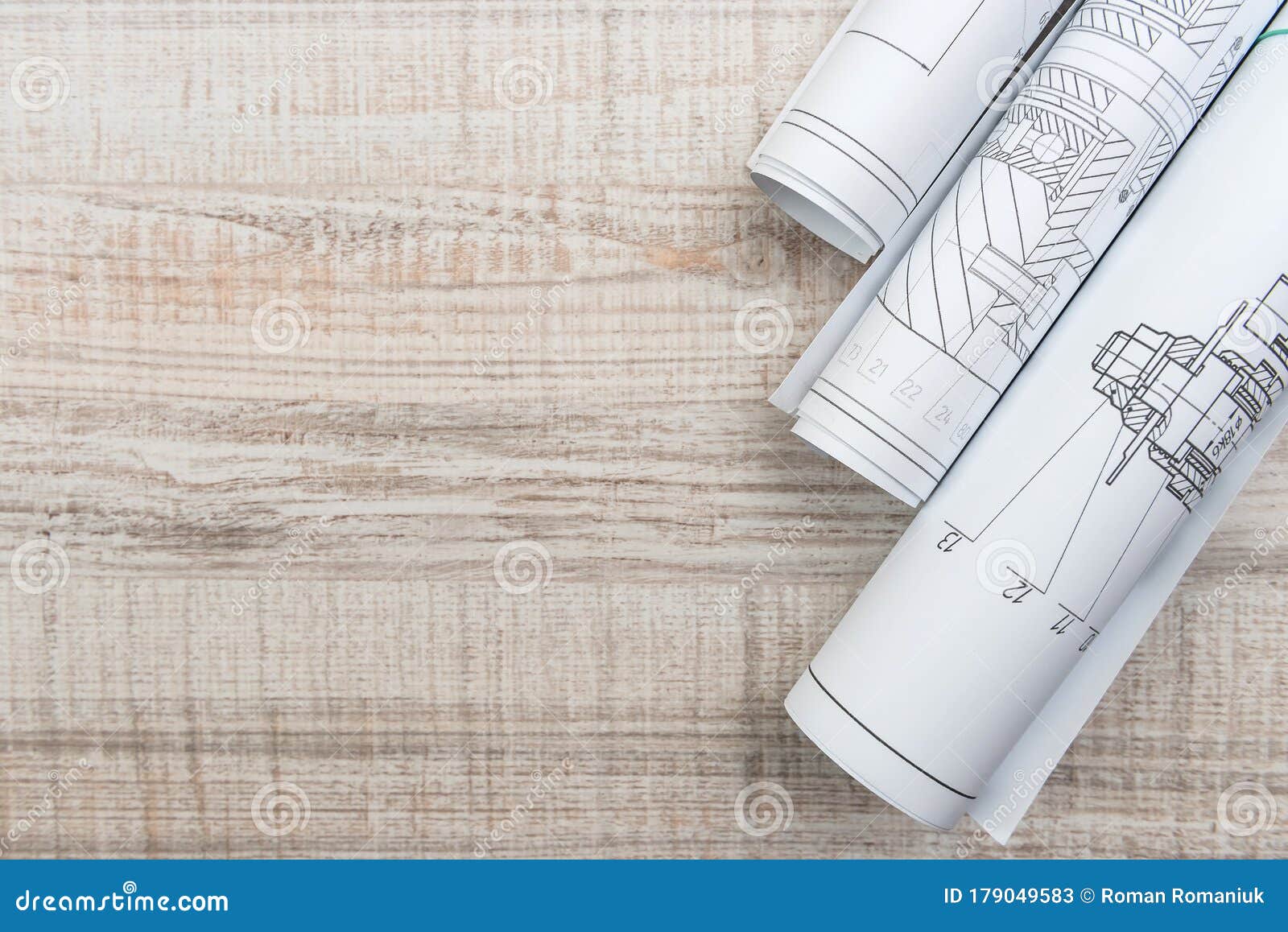 Engineering Drawings on Table. Engineering and Science Stock Image ...