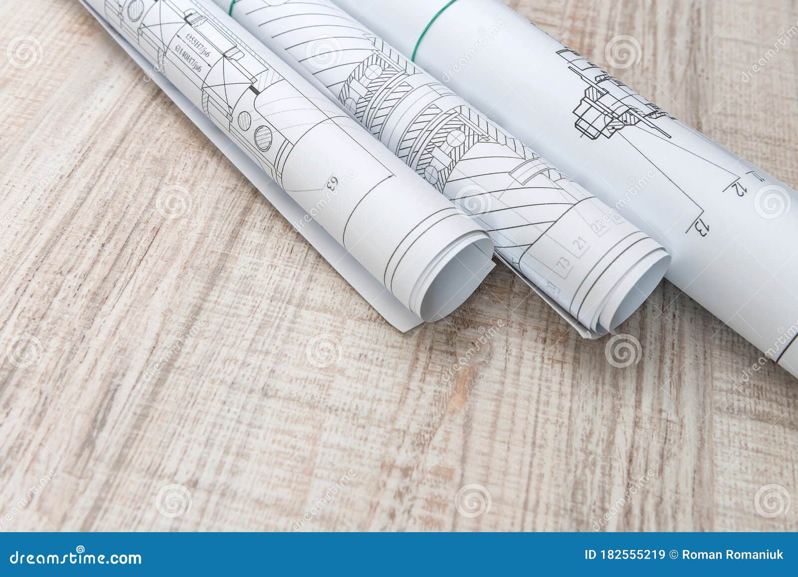 Engineering Drawings on Table. Engineering and Science Stock Image ...