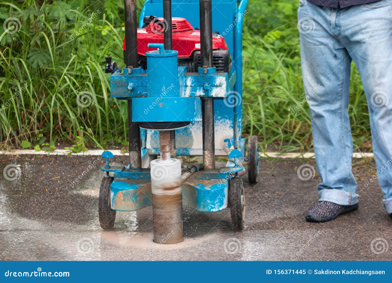 Engineering is Drilling the Road by Road Drilling Machine Stock Image ...