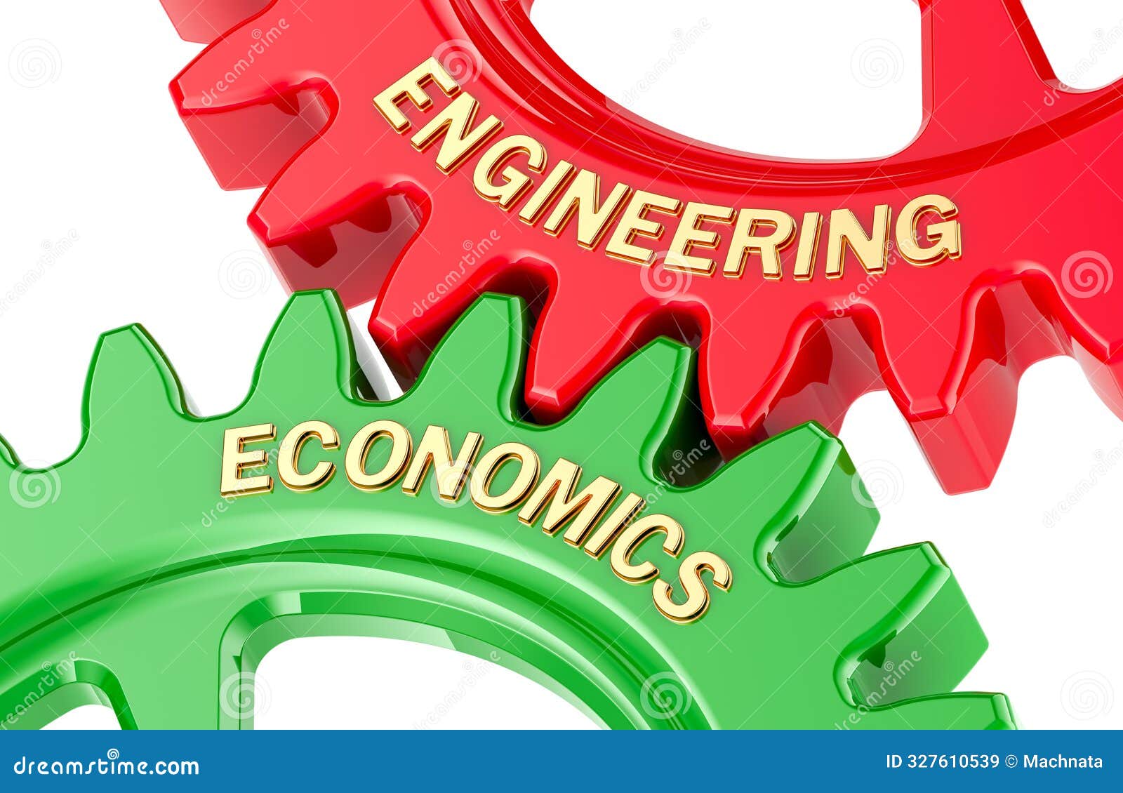 Engineering Economics Concept, with Colored Gearwheels. 3D Rendering ...