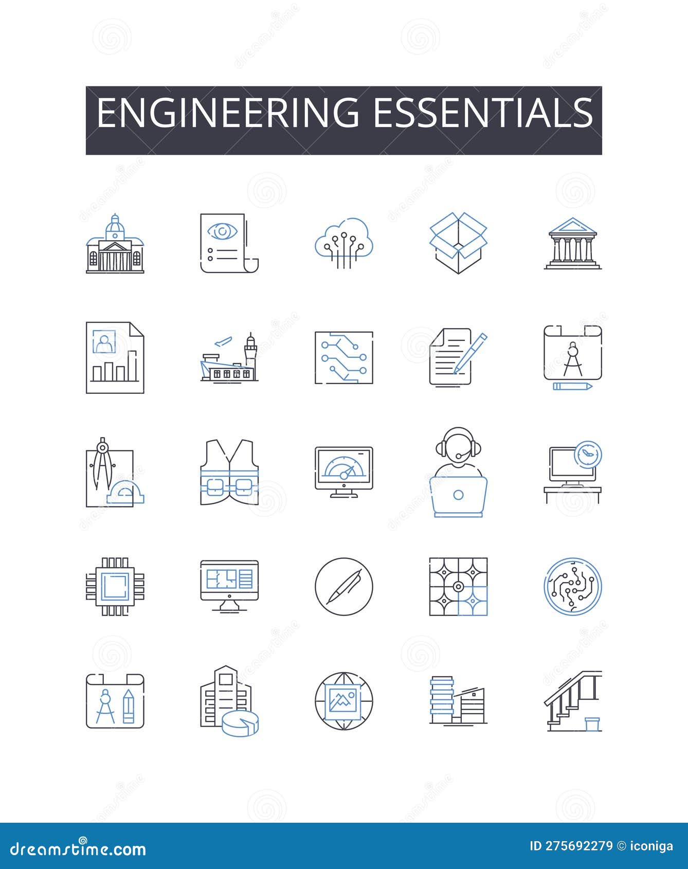 Engineering Essentials Line Icons Collection. Business Basics, Computer ...