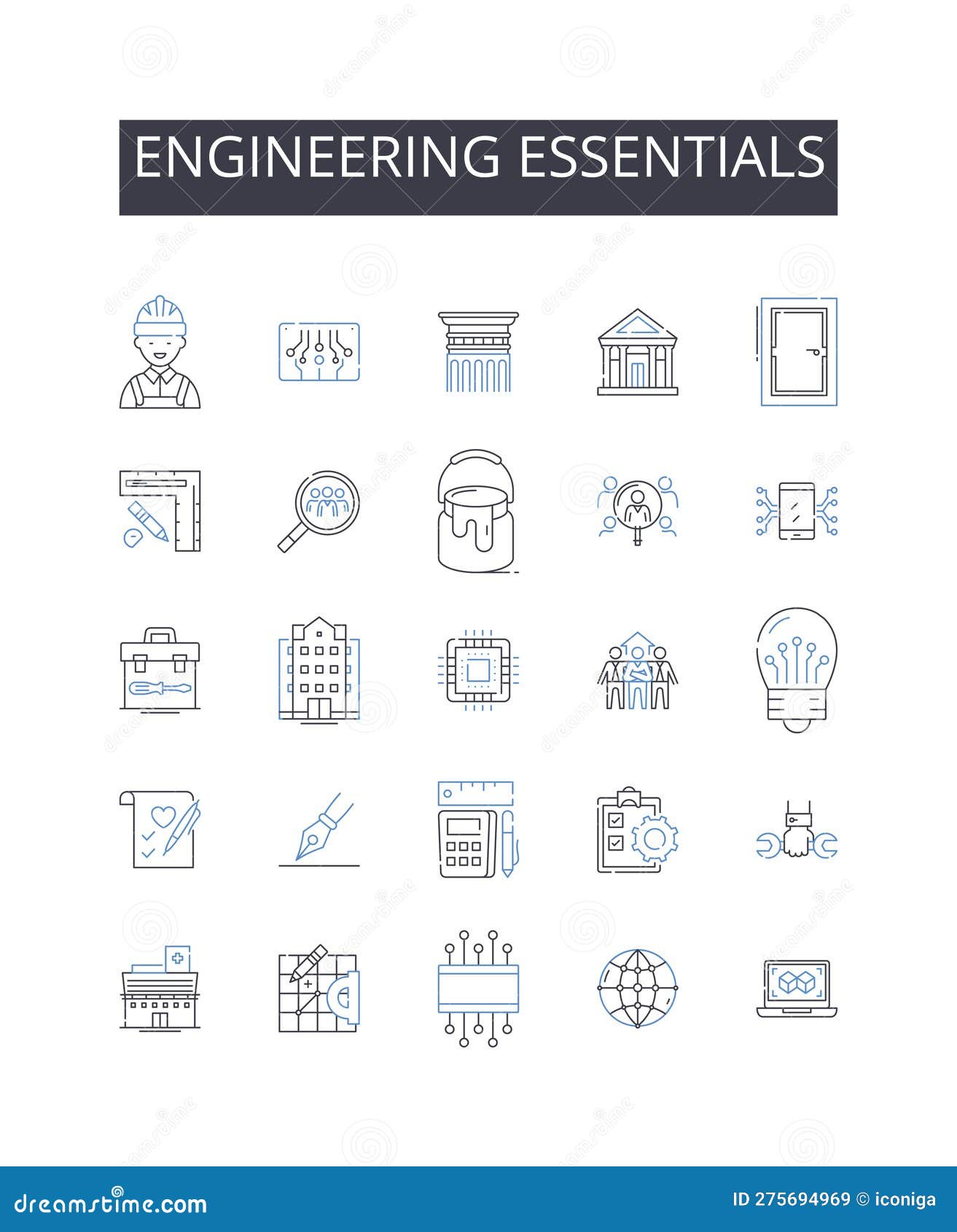 Engineering Essentials Line Icons Collection. Business Basics, Computer ...