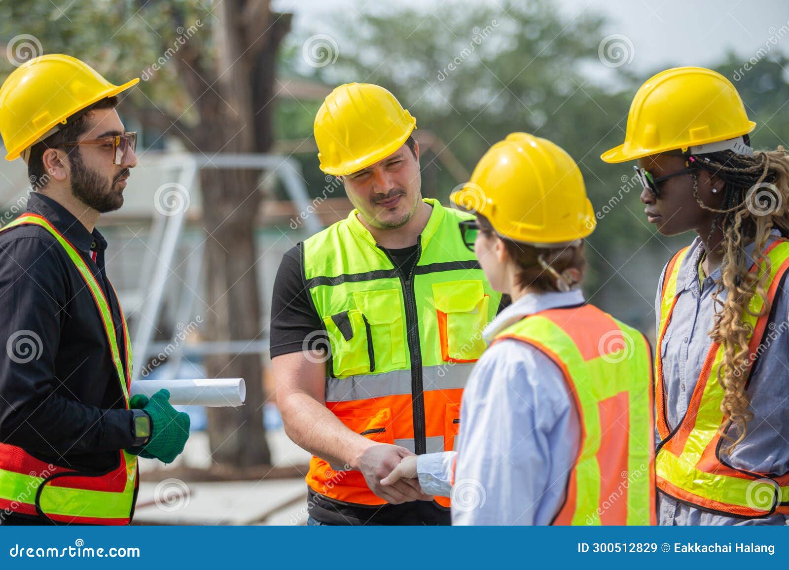 Engineering and Foreman Shaking Hands on Construction Site and Agree ...