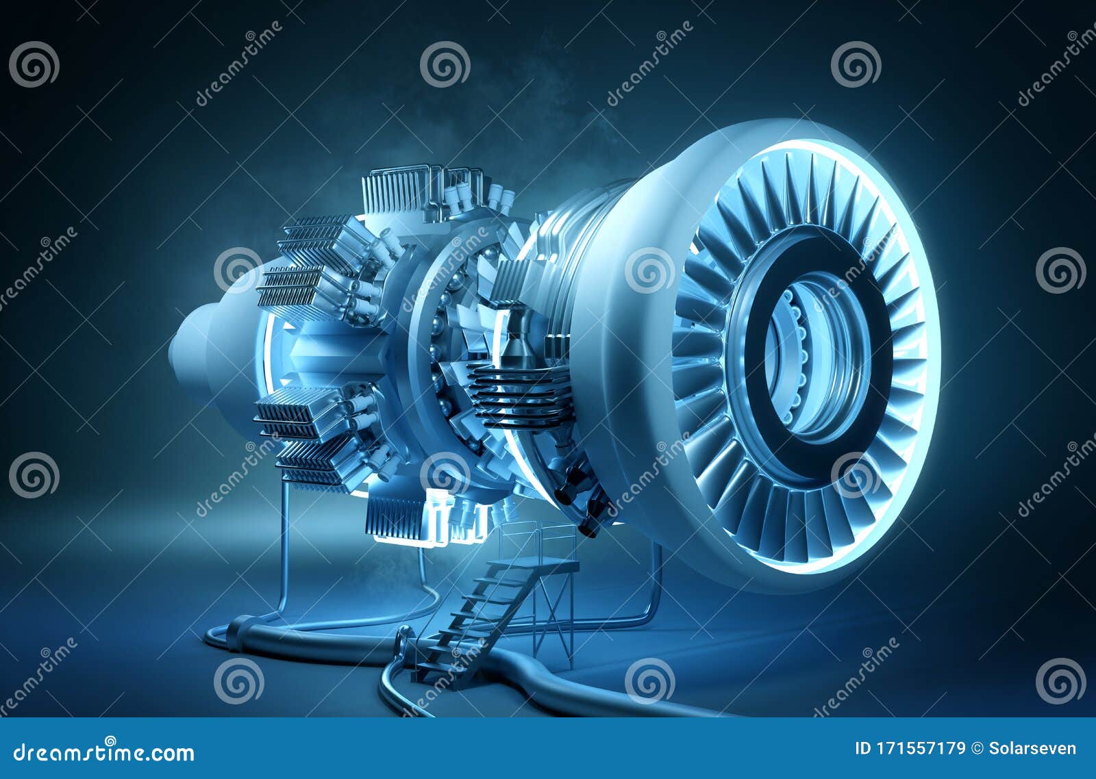 Engineering Futuristic Glowing Engine Concept Stock Illustration ...