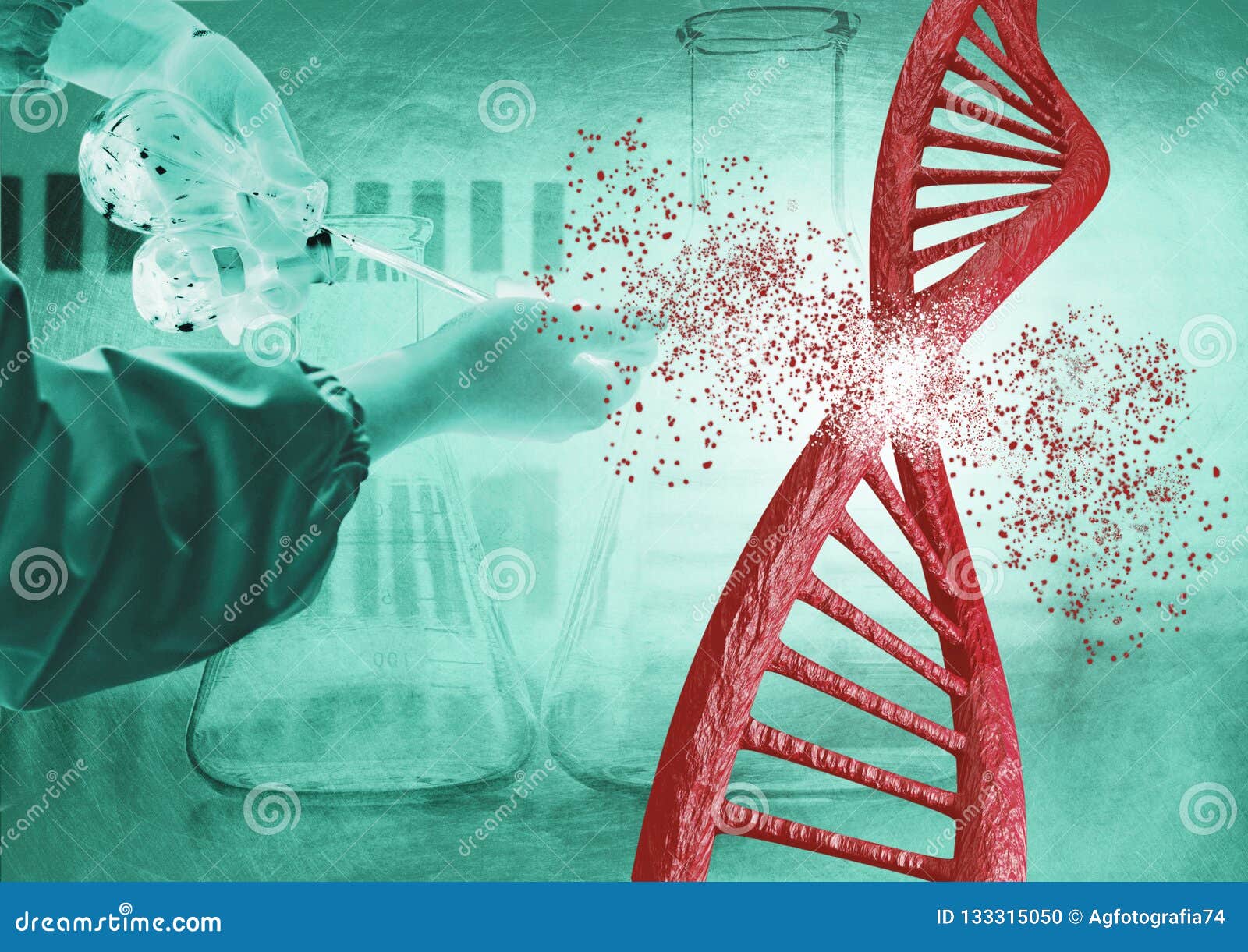 Engineering and Genetic Editing through the Crispr Technique. DNA Chain ...
