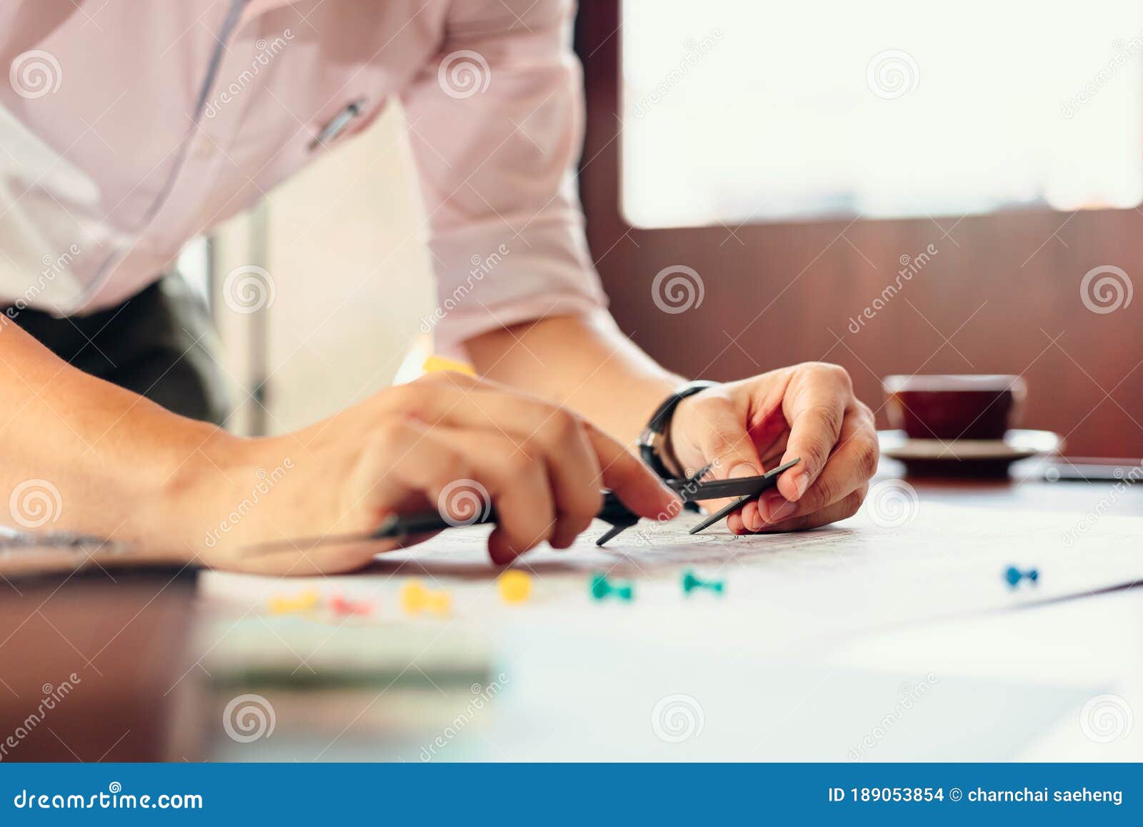 Engineering Hands Hold Vernier Caliper And Pen For Working And Checking ...