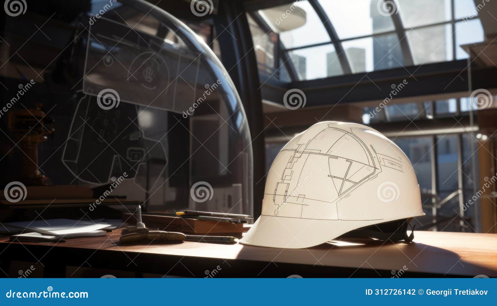 Engineering Helmet with Conceptual Visor Design Stock Illustration ...