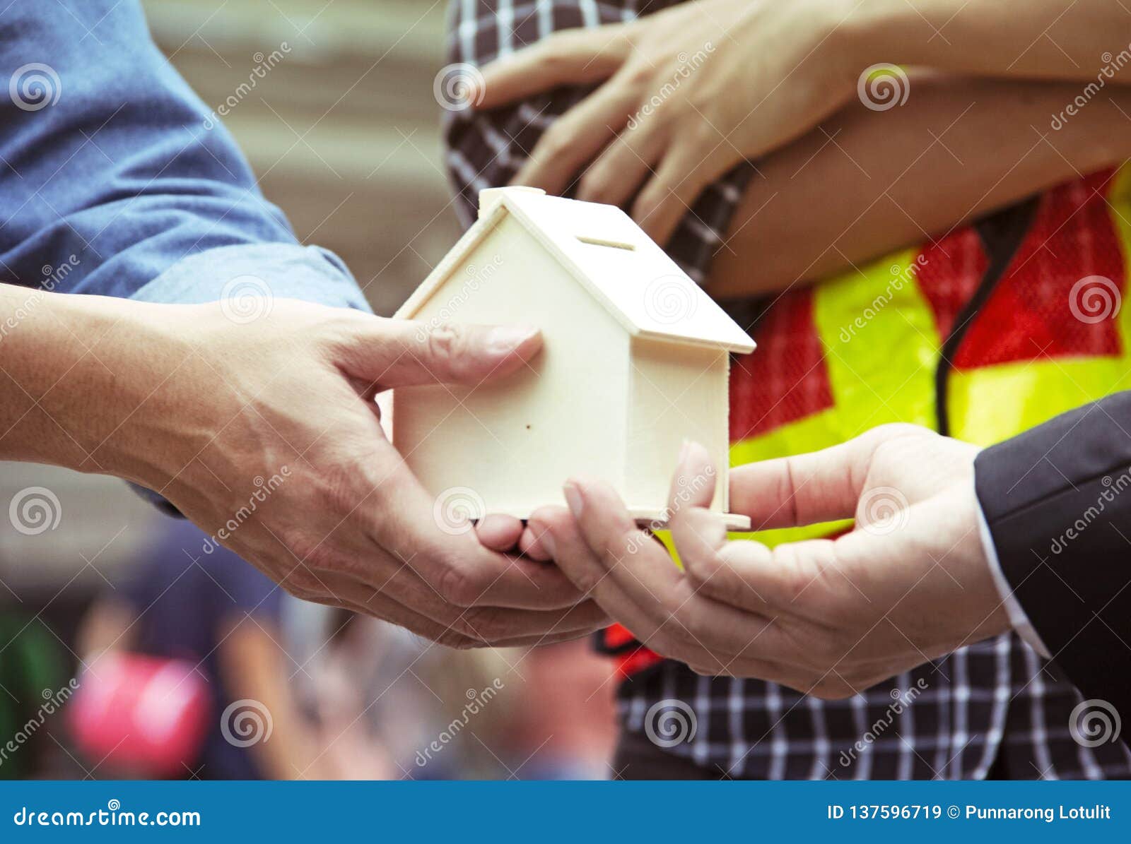 Engineering Holding Home Construction Work Concept at Outdoor. Stock ...