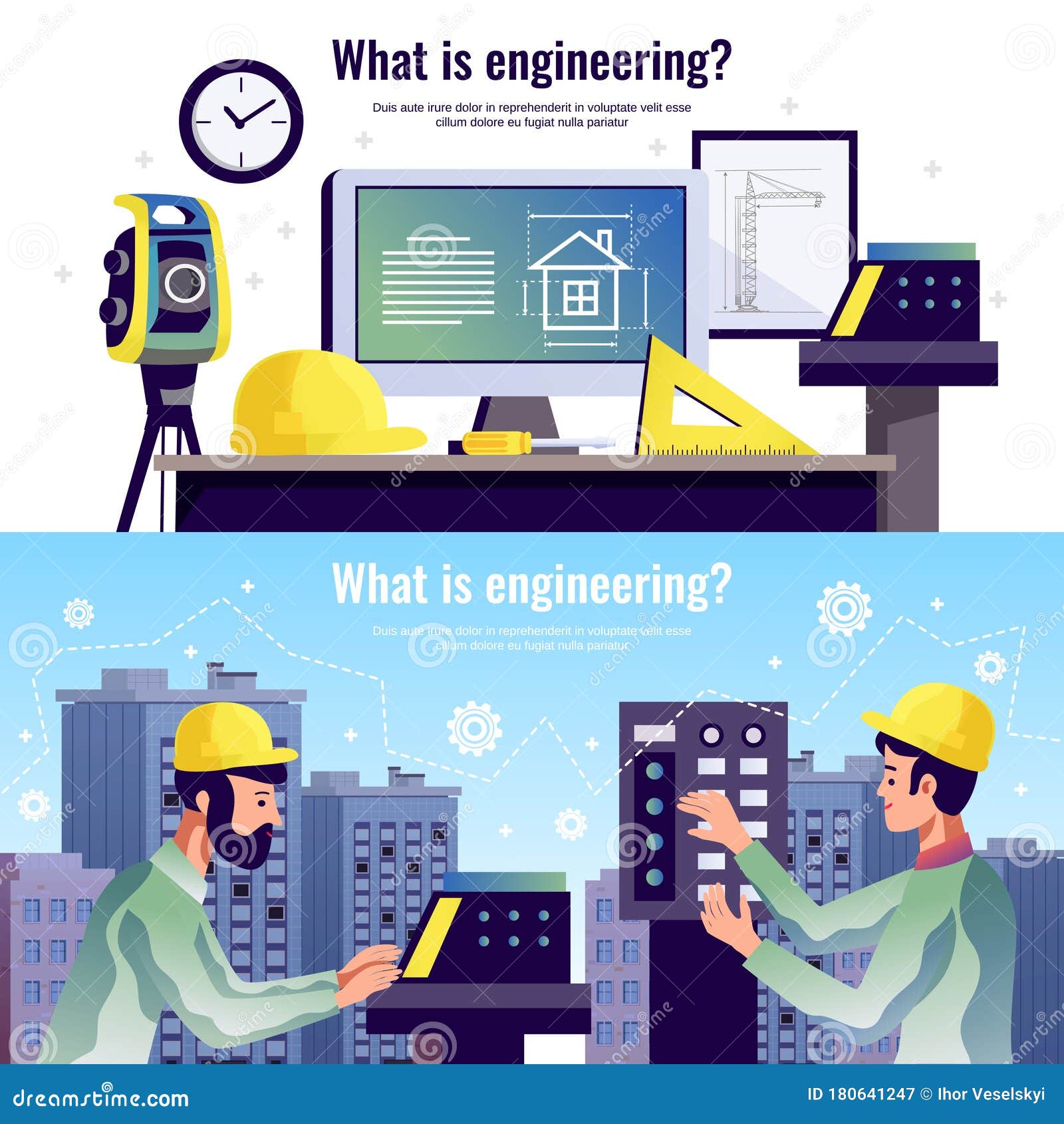 Engineering Horizontal Banners Stock Illustration - Illustration of ...