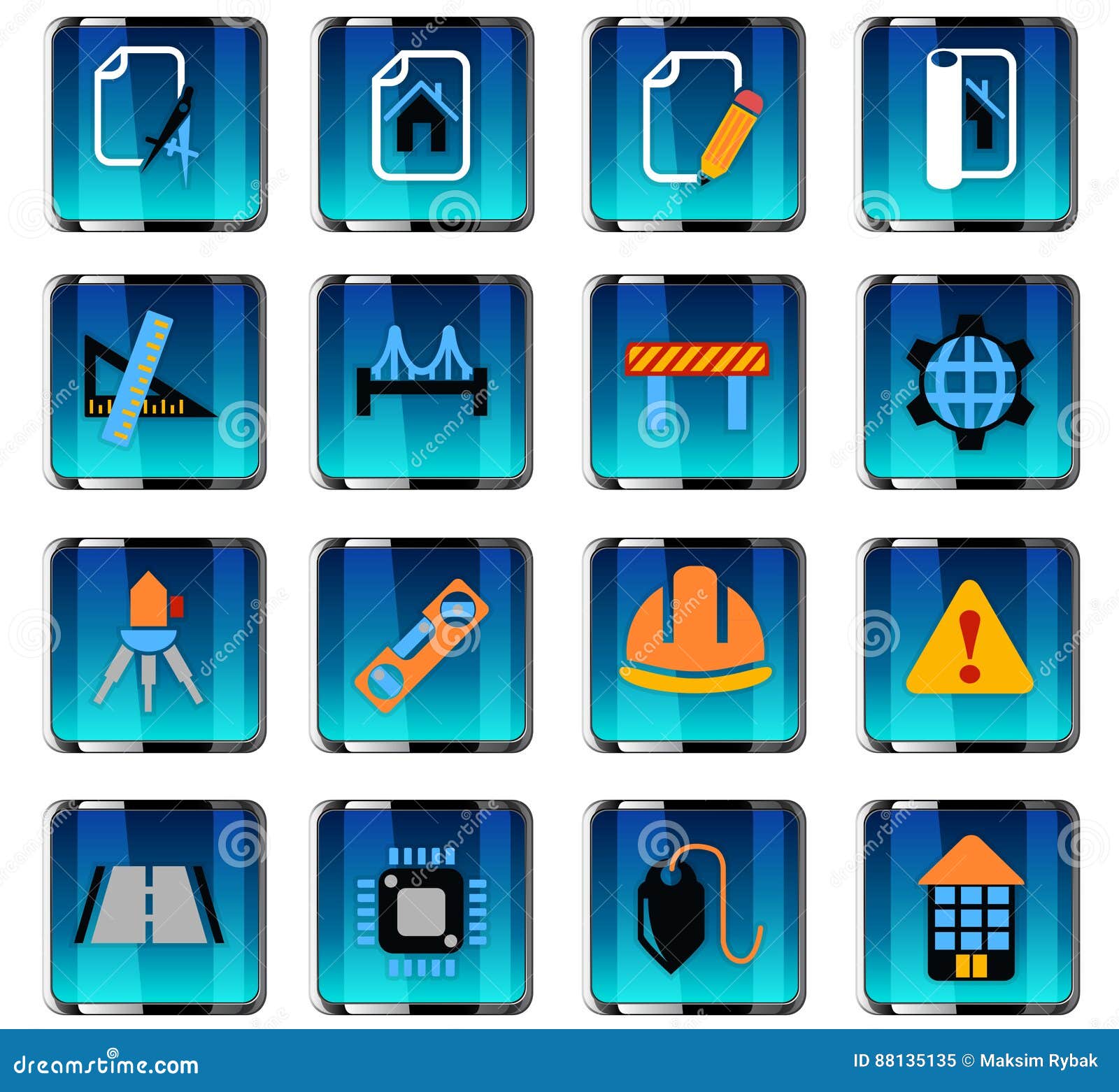 Engineering icon set stock illustration. Illustration of color - 88135135