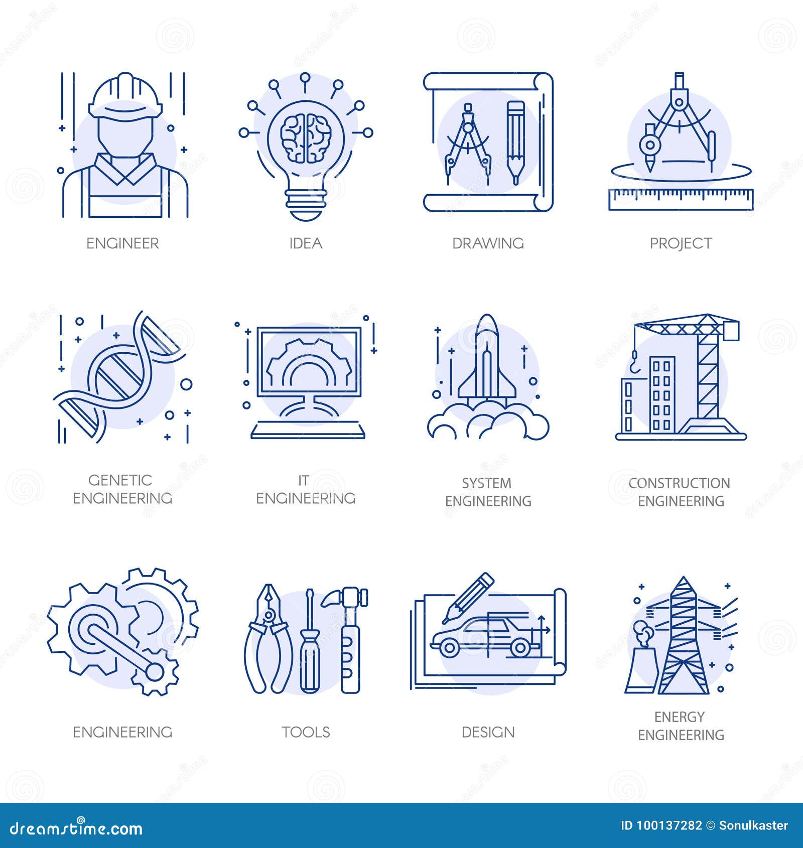 Engineering Construction Energy Technology Vector Line Icons Set Stock ...