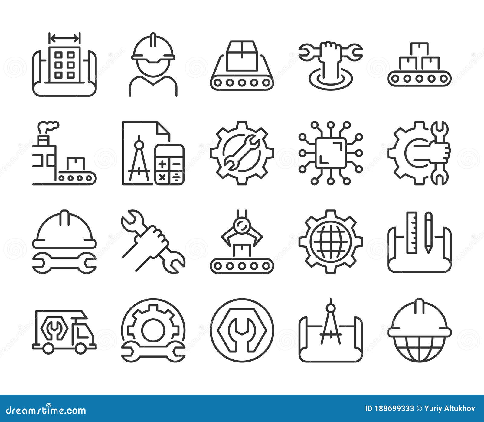 Manufacturing Line Icons. Linear Set. Quality Vector Line Set Such As ...