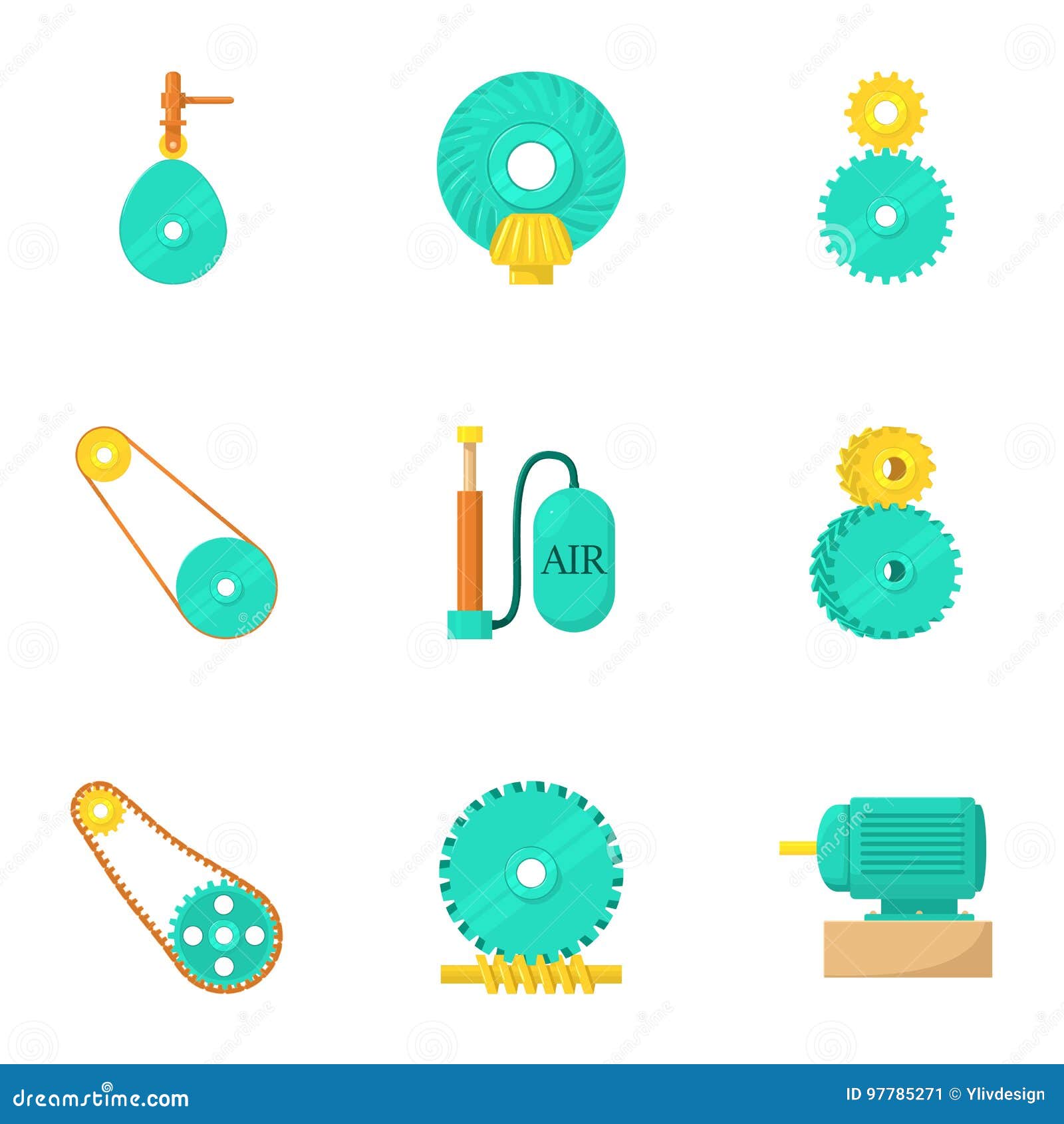 Engineering Icons Set, Cartoon Style Stock Vector - Illustration of ...