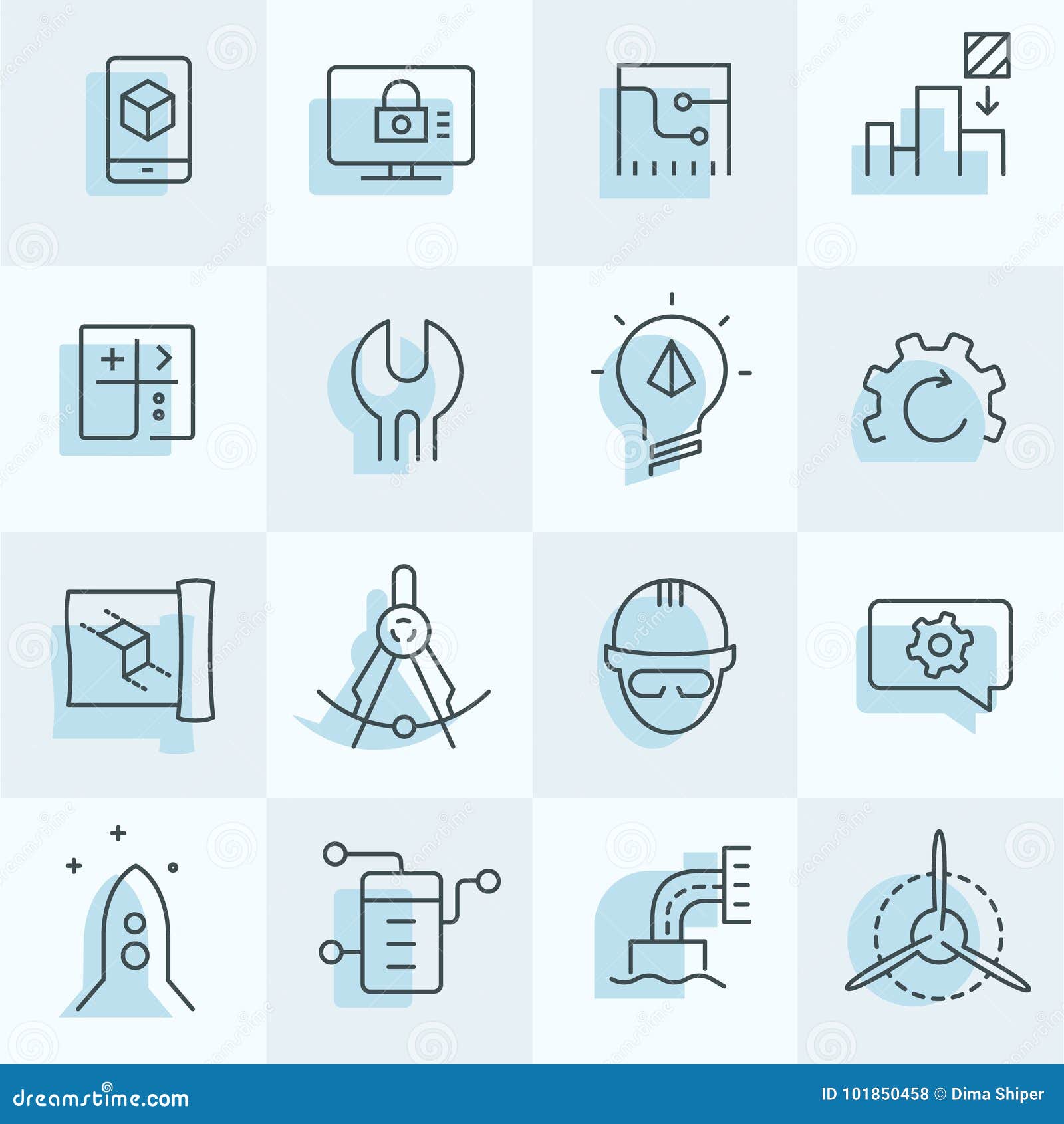 Engineering icons Set stock illustration. Illustration of tool - 101850458