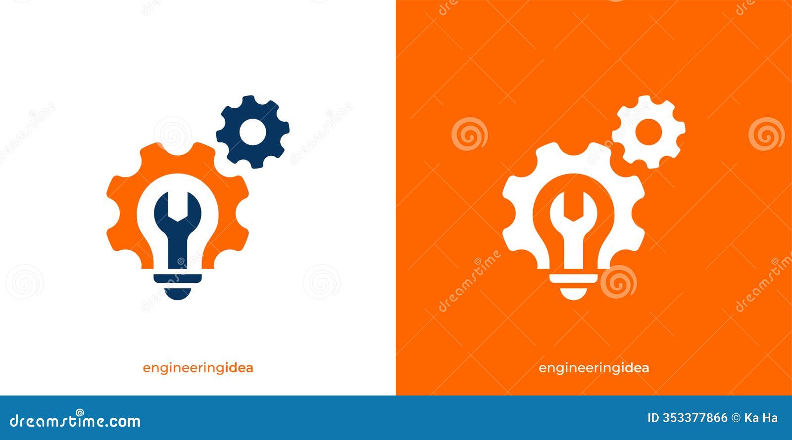 Simple Engineering Idea Logo. Gear Wrench and Lamp Icon Graphic Stock ...