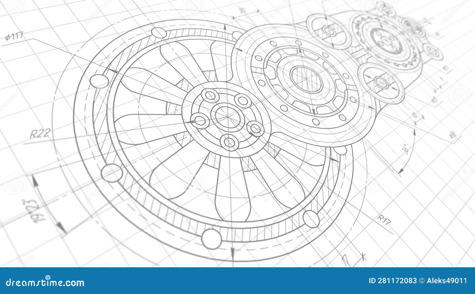 Engineering Industrial Background.Technical Drawing .Technology Banner ...