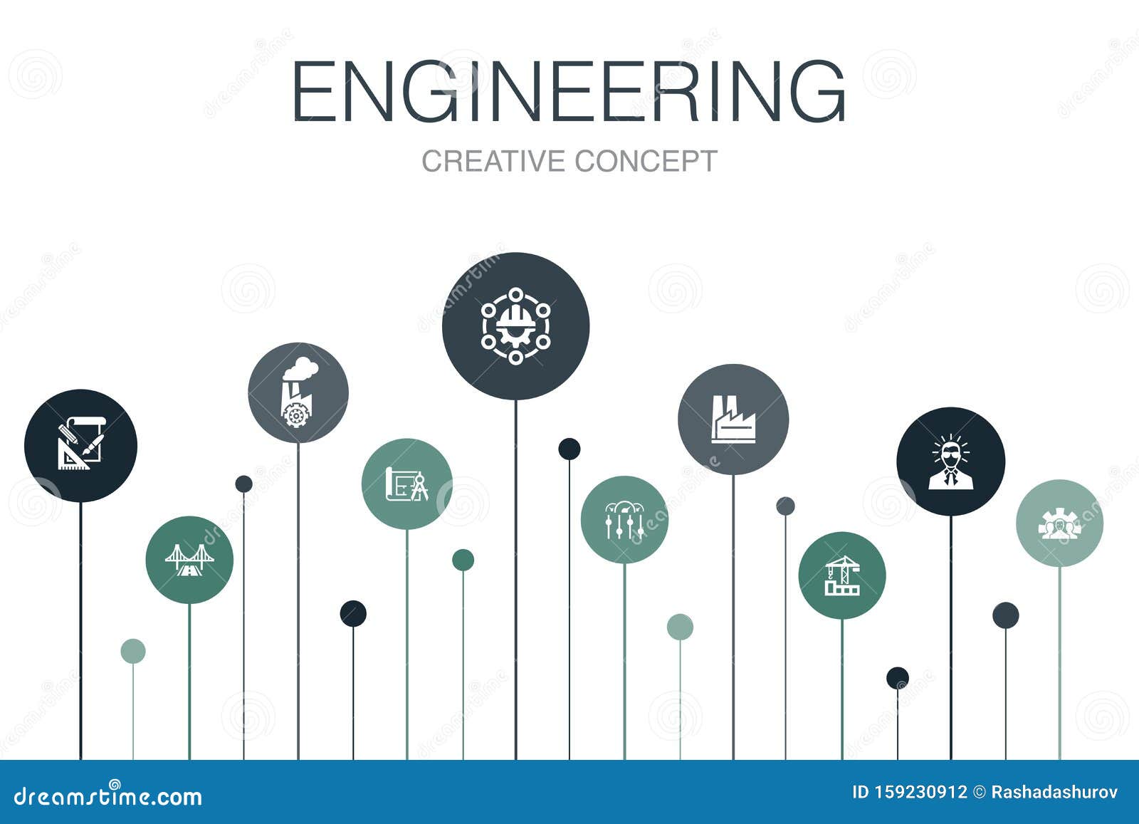 Engineering Infographic 10 Steps Stock Vector - Illustration of button ...
