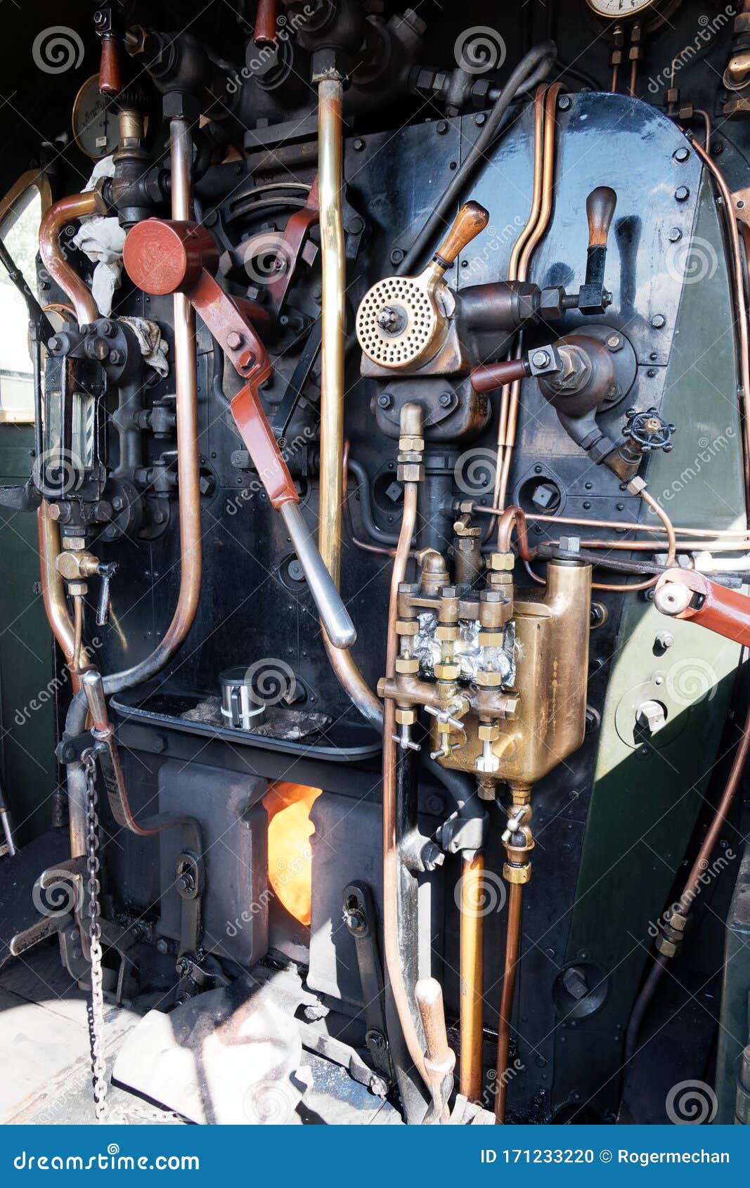 The Engineering Inside the Cab of a Steam Train Stock Photo - Image of ...