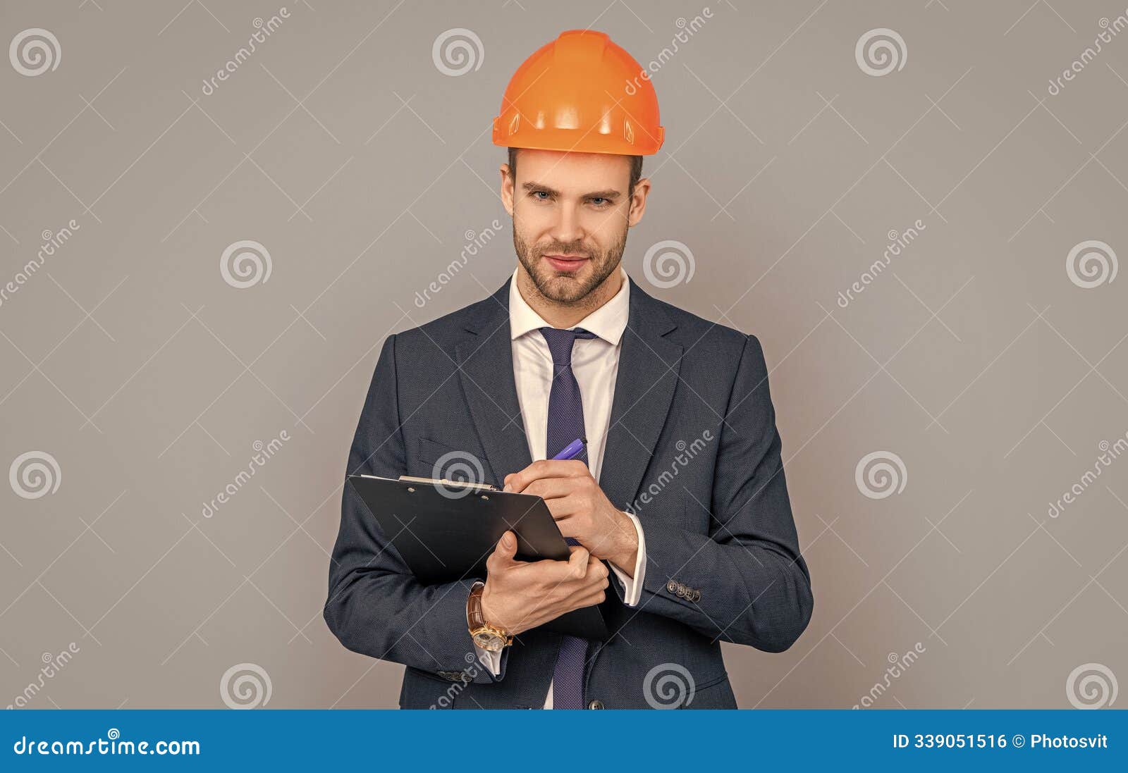 Engineering Inspection Supervisor Isolated on Grey. Inspection by ...