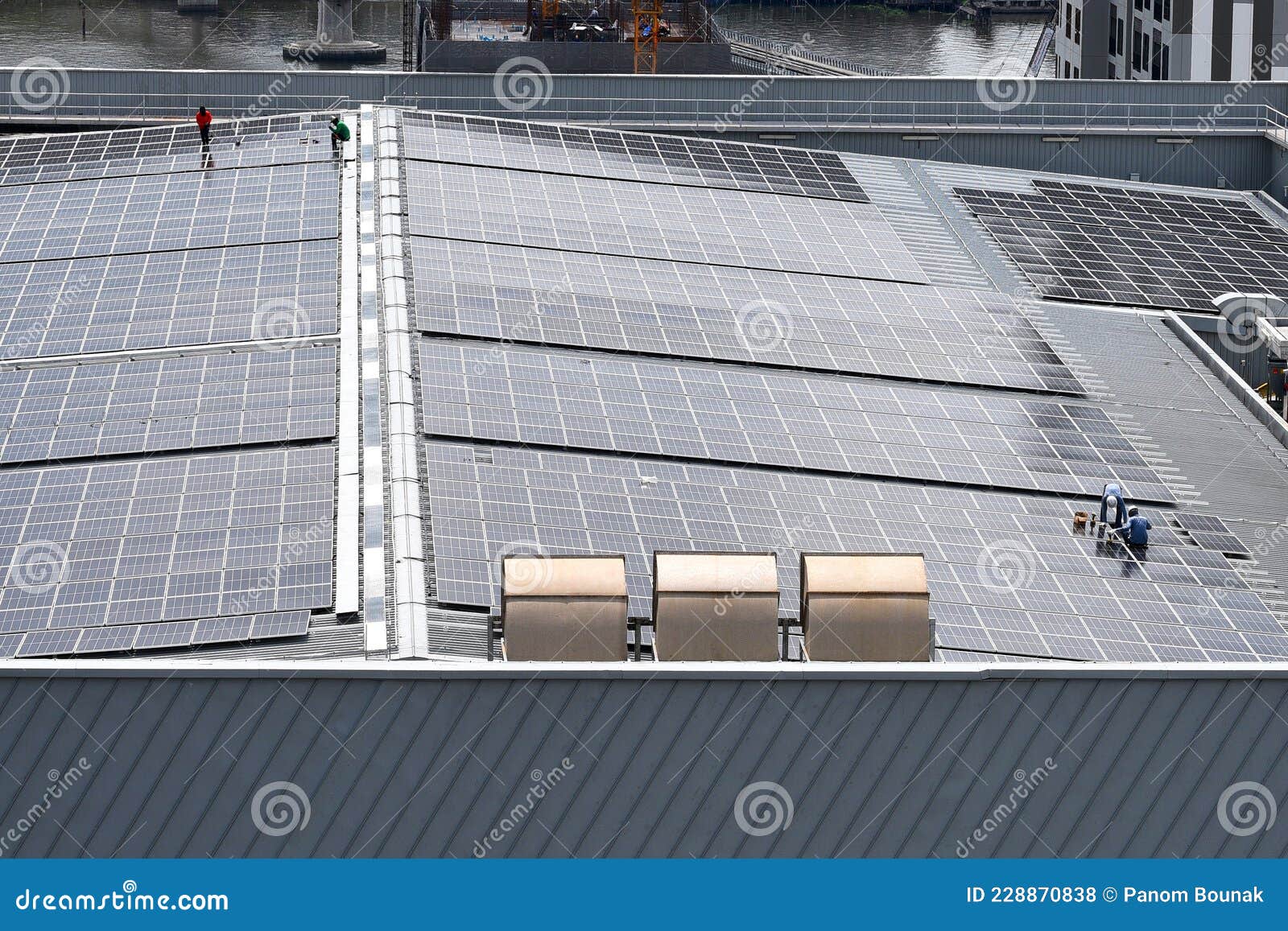 Engineering Install Solar Cell System on a Roof Top of the Building ...