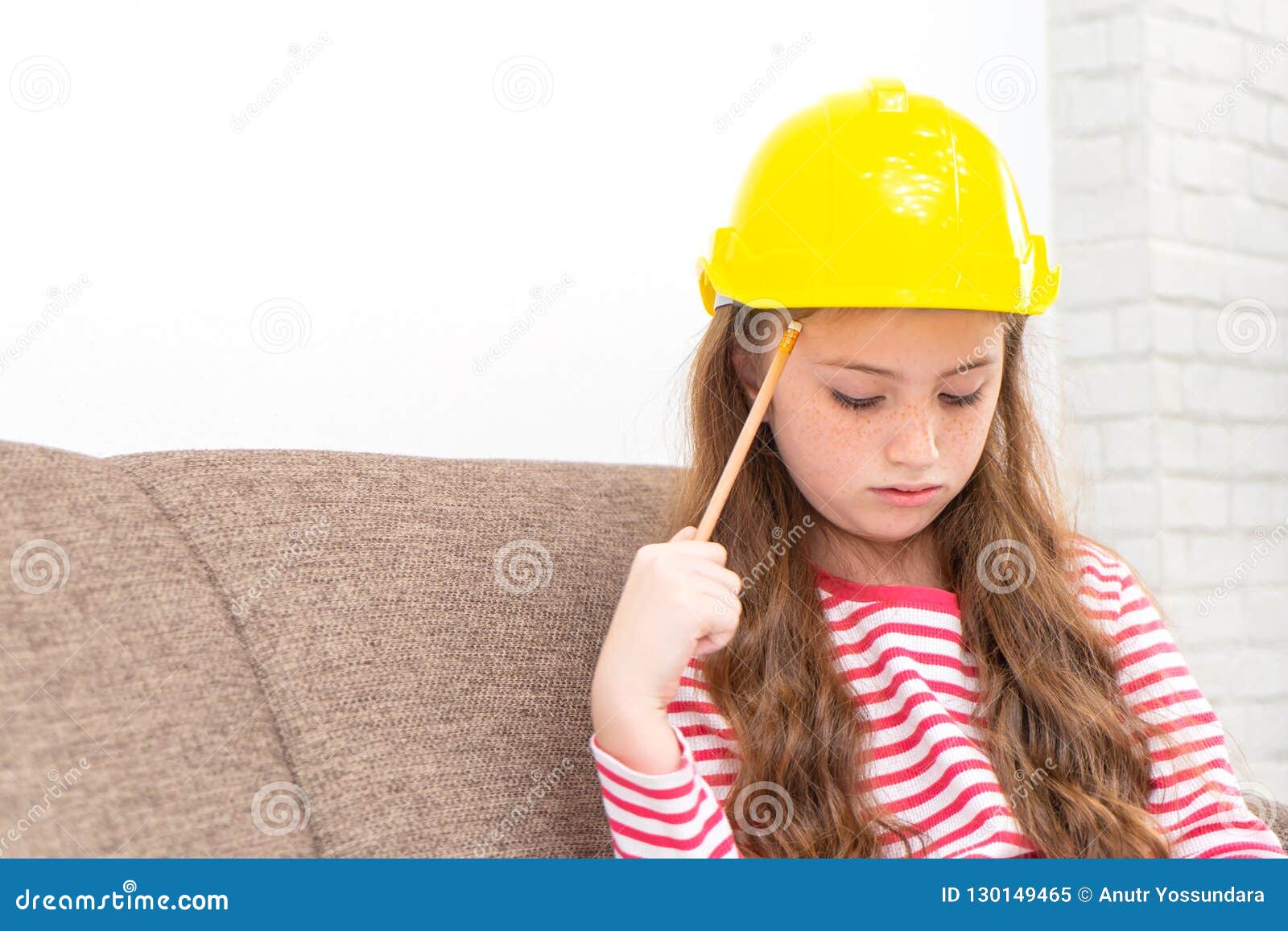 Engineering Kid Drawing on Plan for Education Concept Stock Image ...