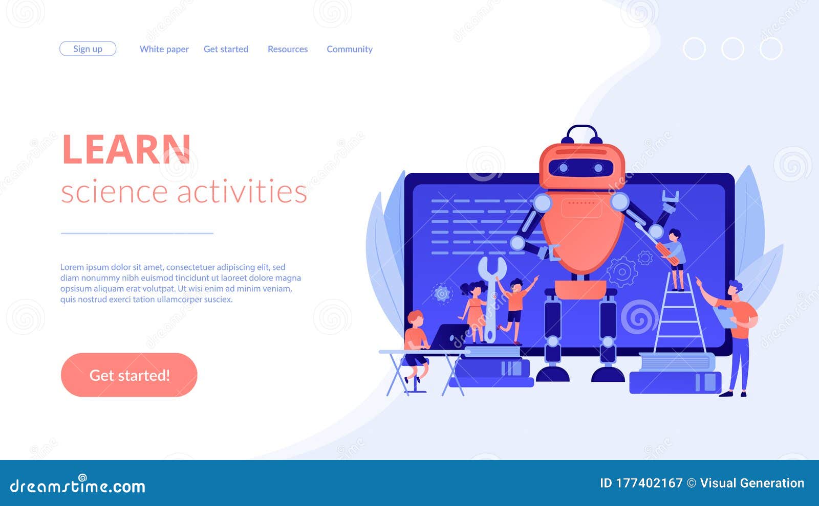 Engineering for Kids Concept Landing Page. Stock Vector - Illustration of landing, classes ...