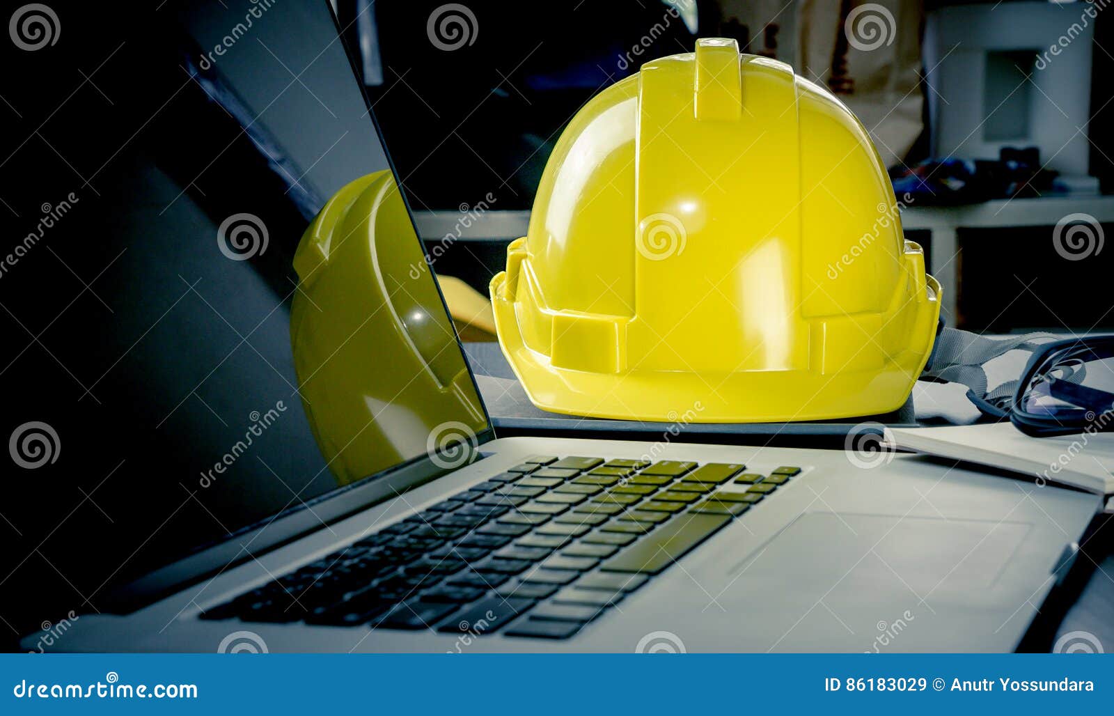 Engineering Laptop Computer in Office Stock Image - Image of engineer ...