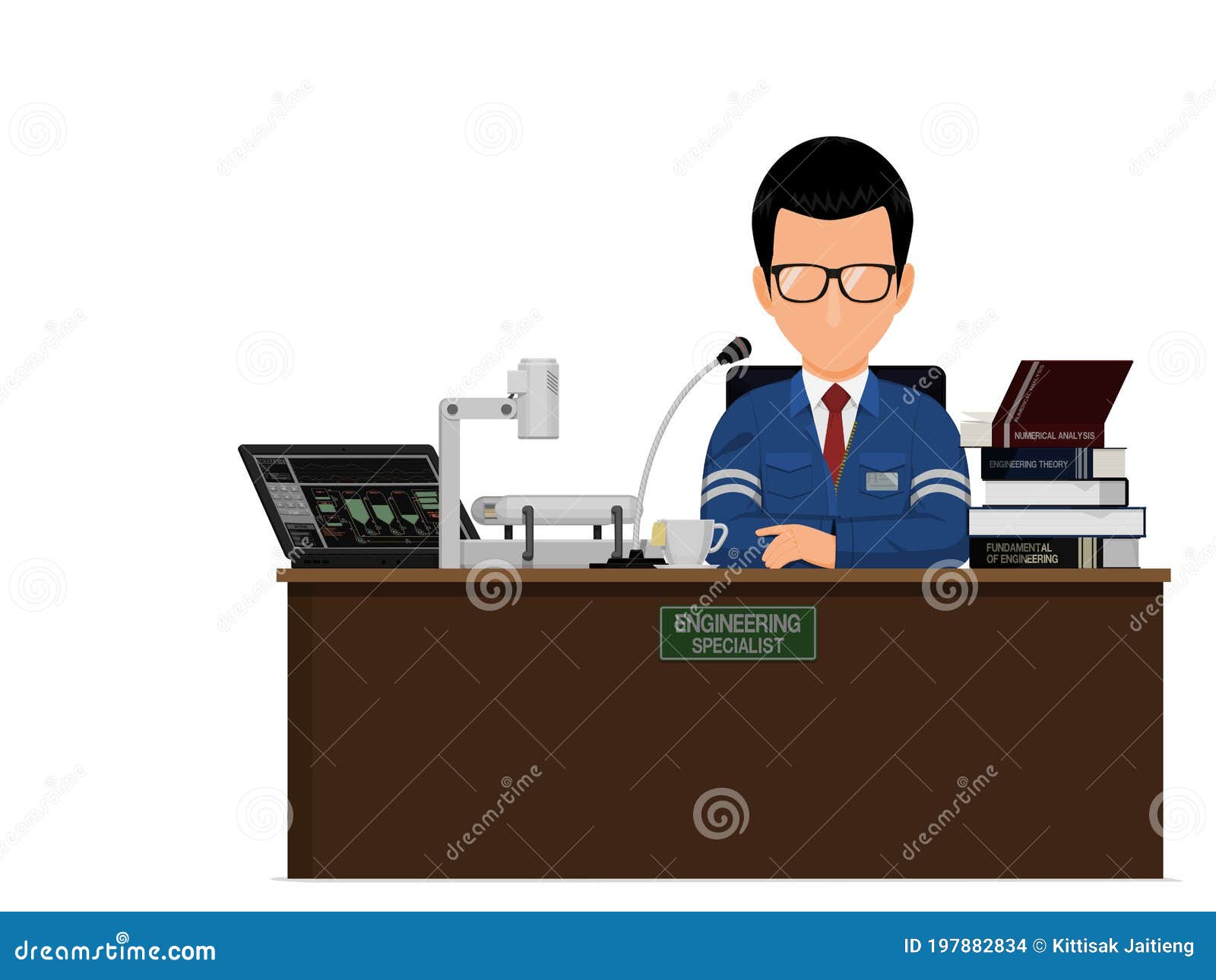 An Engineering Lecturer is Working on His Desk Stock Vector ...