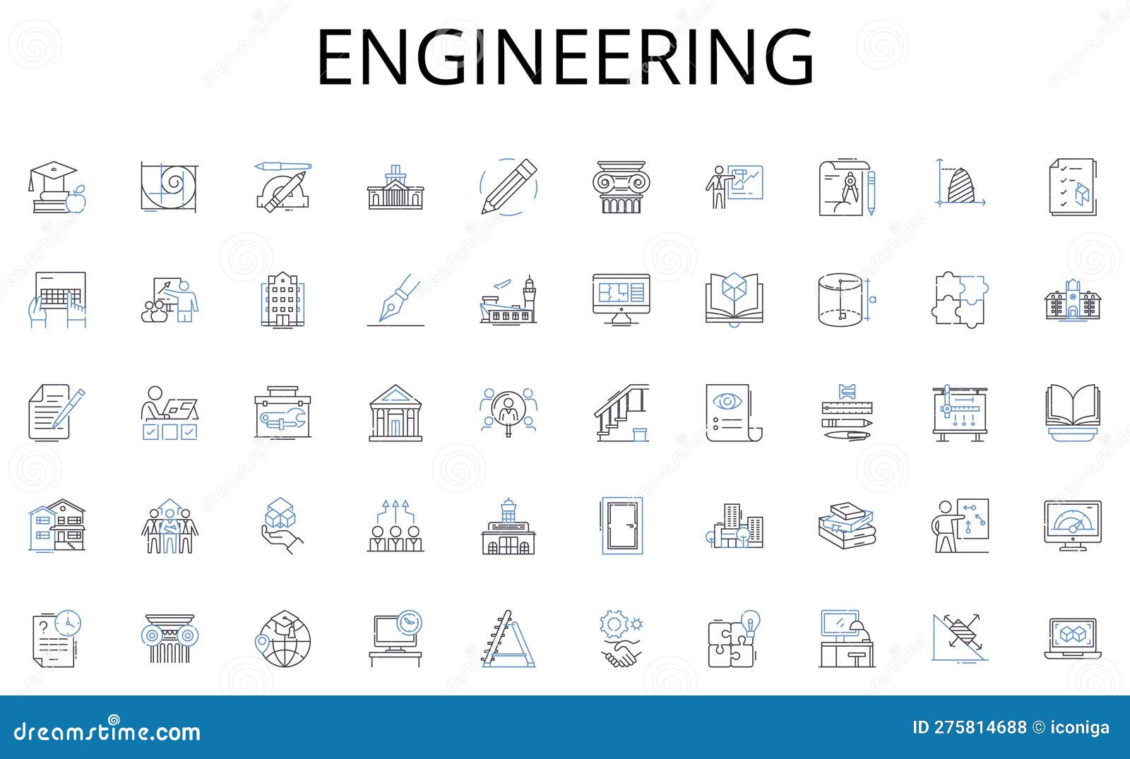 Engineering Line Icons Collection. Aspiration, Ambition, Profession ...