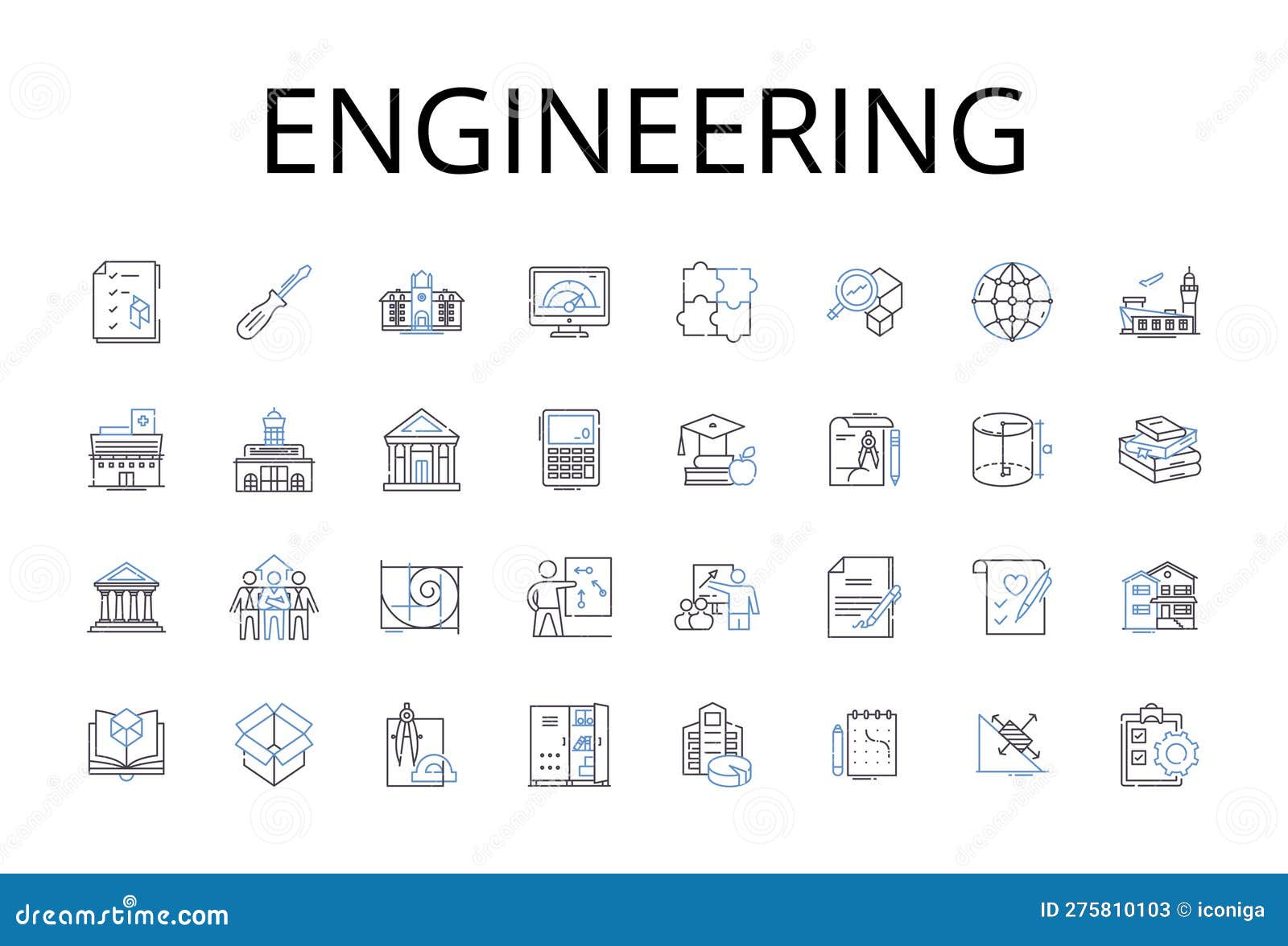 Engineering Line Icons Collection. Design, Construction, Development ...