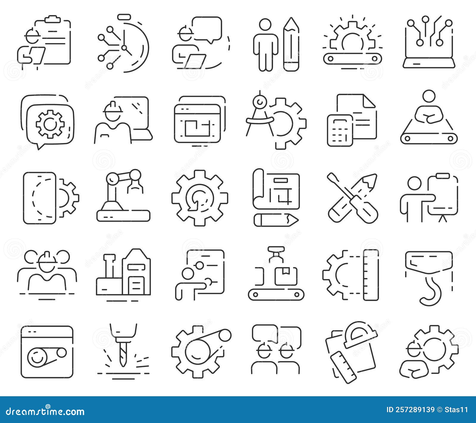 Engineering Line Icons Collection. Thin Outline Icons Pack Stock Vector ...