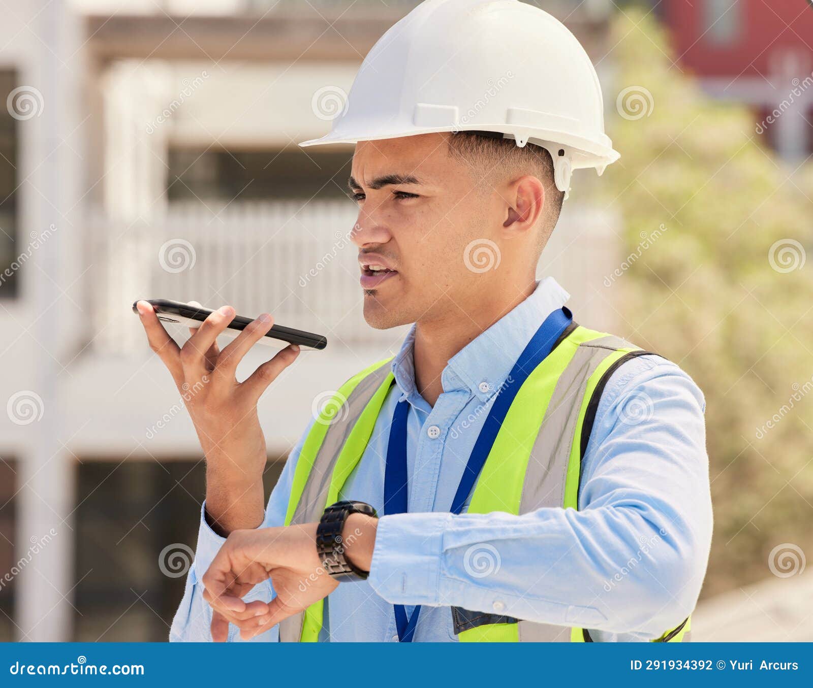 Engineering, Man and Phone Call for Project Management, Outdoor ...